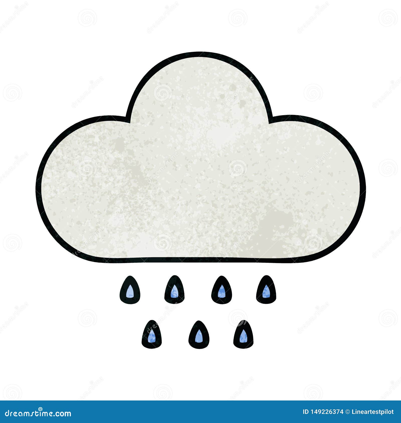 Retro Grunge Texture Cartoon Rain Cloud Stock Vector - Illustration of ...