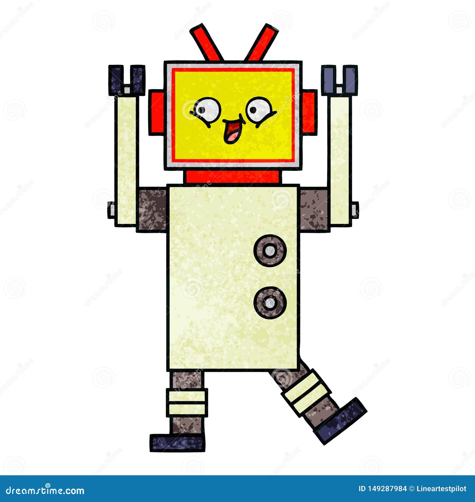 Retro Grunge Texture Cartoon Robot Stock Vector - Illustration of ...