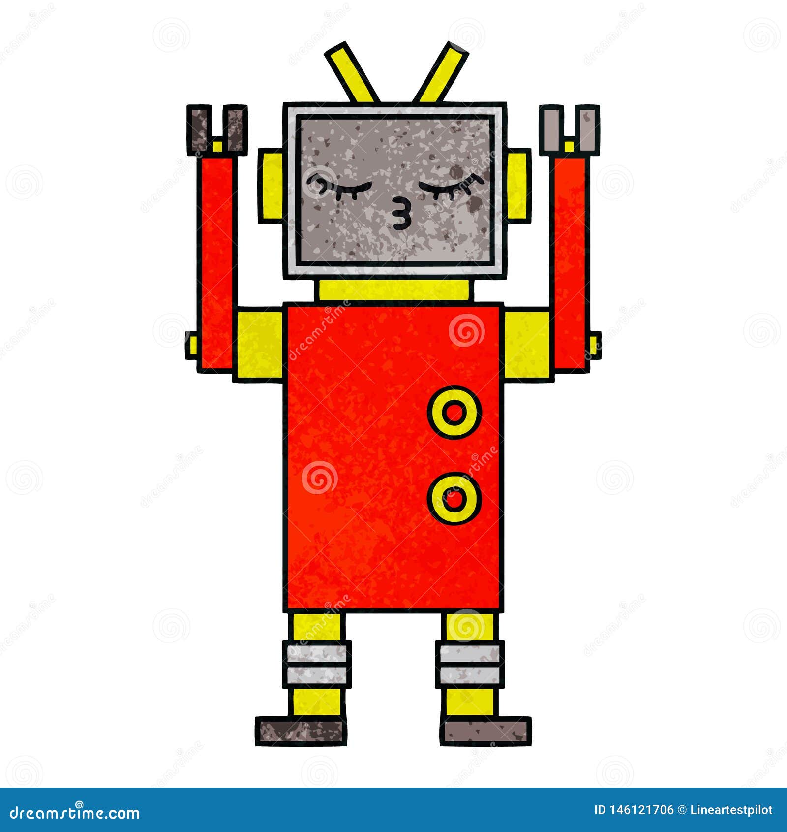 Retro Grunge Texture Cartoon of a Robot Stock Vector - Illustration of ...