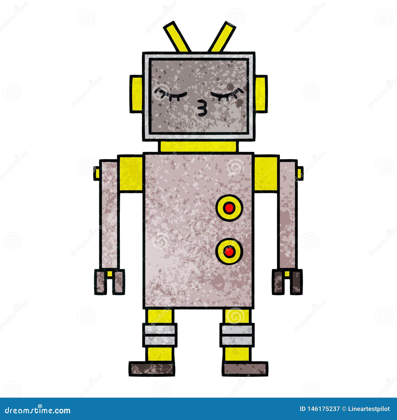 Retro Grunge Texture Cartoon of a Robot Stock Vector - Illustration of ...