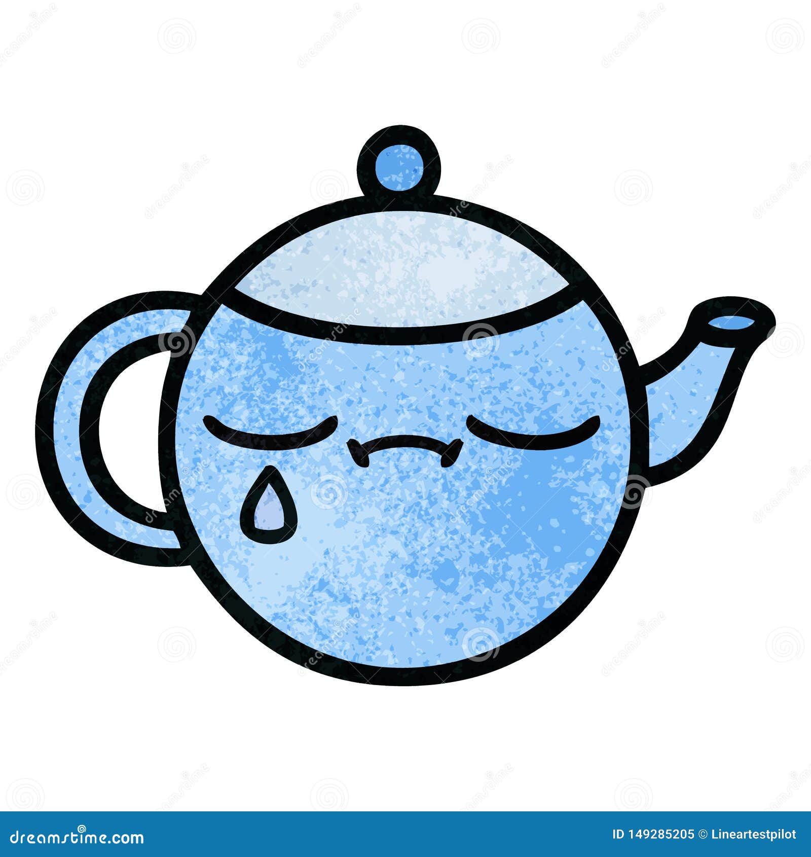 Retro Grunge Texture Cartoon Sad Tea Pot Stock Vector - Illustration of ...