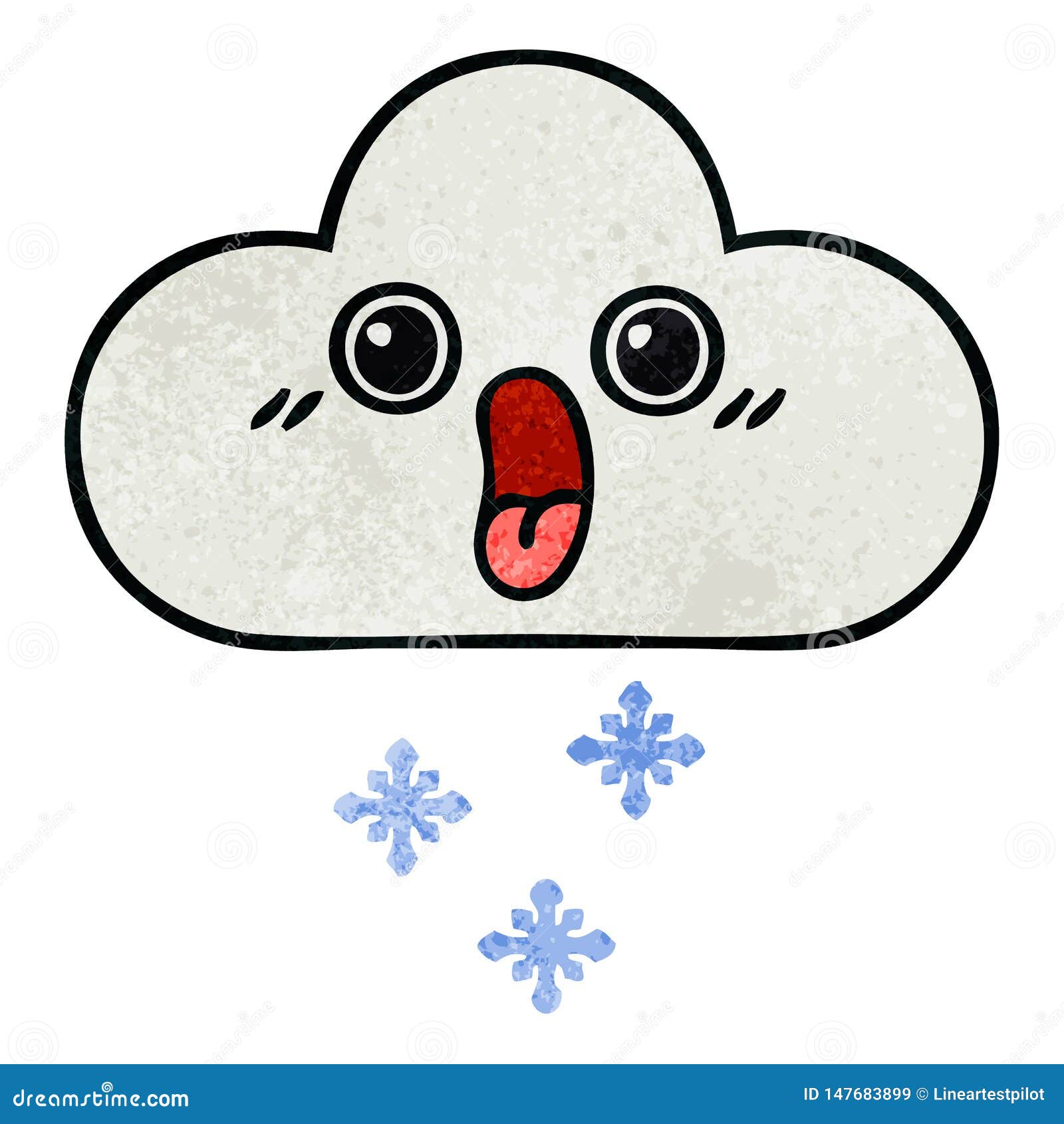 Retro Grunge Texture Cartoon Snow Cloud Stock Vector - Illustration of ...
