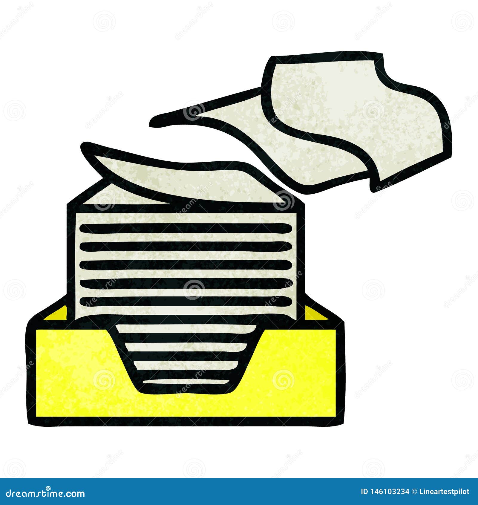 Retro Grunge Texture Cartoon of a Stacked Papers Stock Vector ...