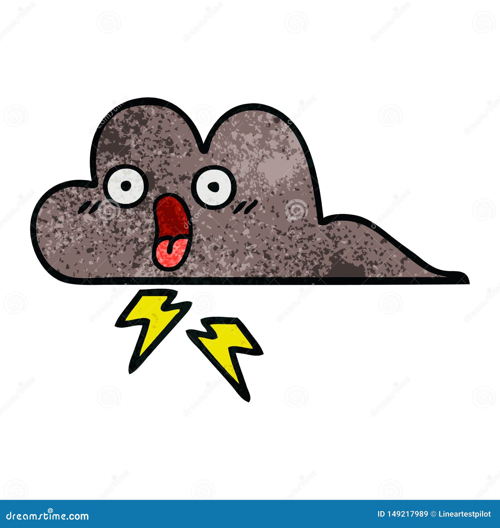 Retro Grunge Texture Cartoon Storm Cloud Stock Vector - Illustration of ...