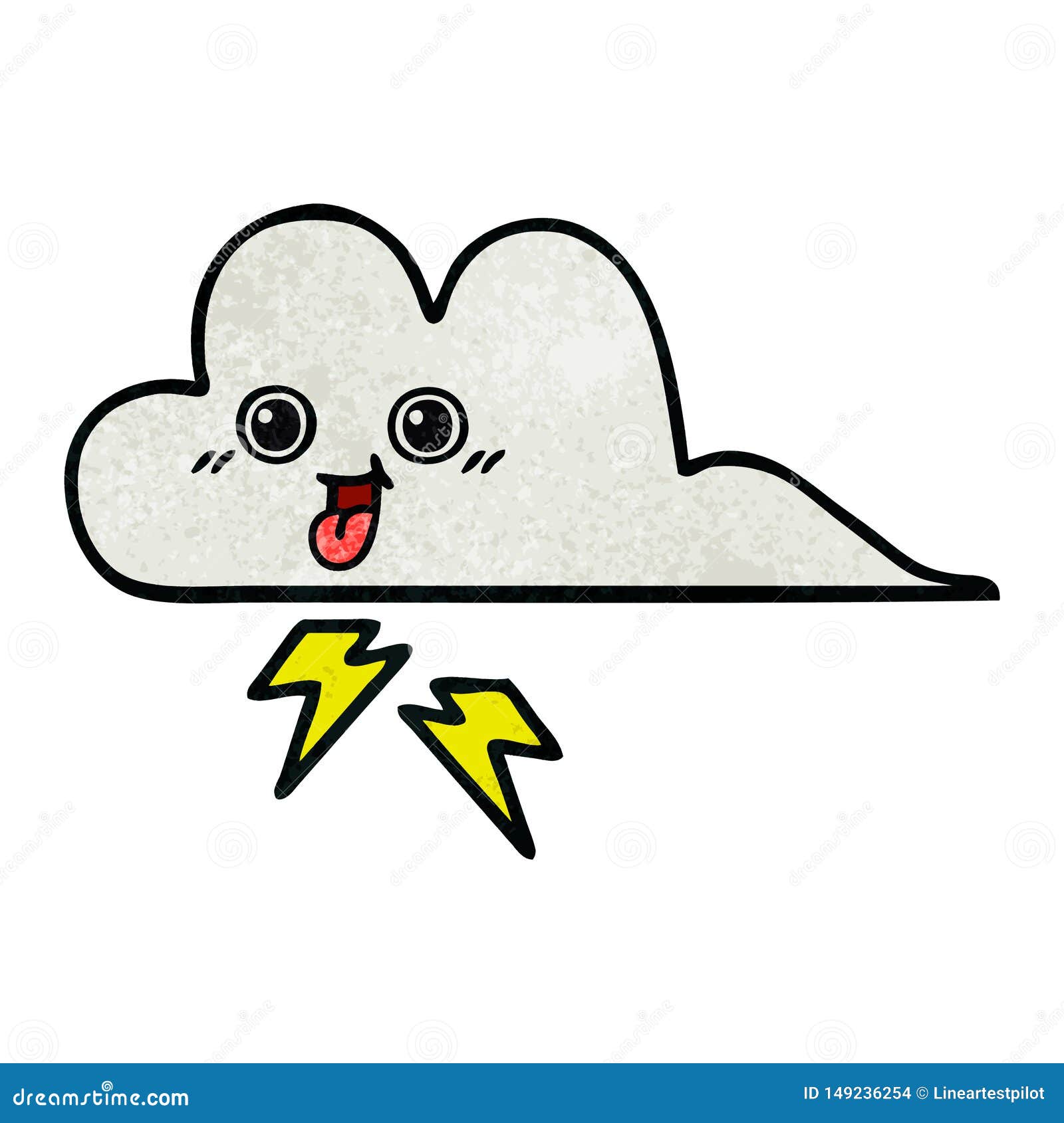 Retro Grunge Texture Cartoon Storm Cloud Stock Vector - Illustration of ...