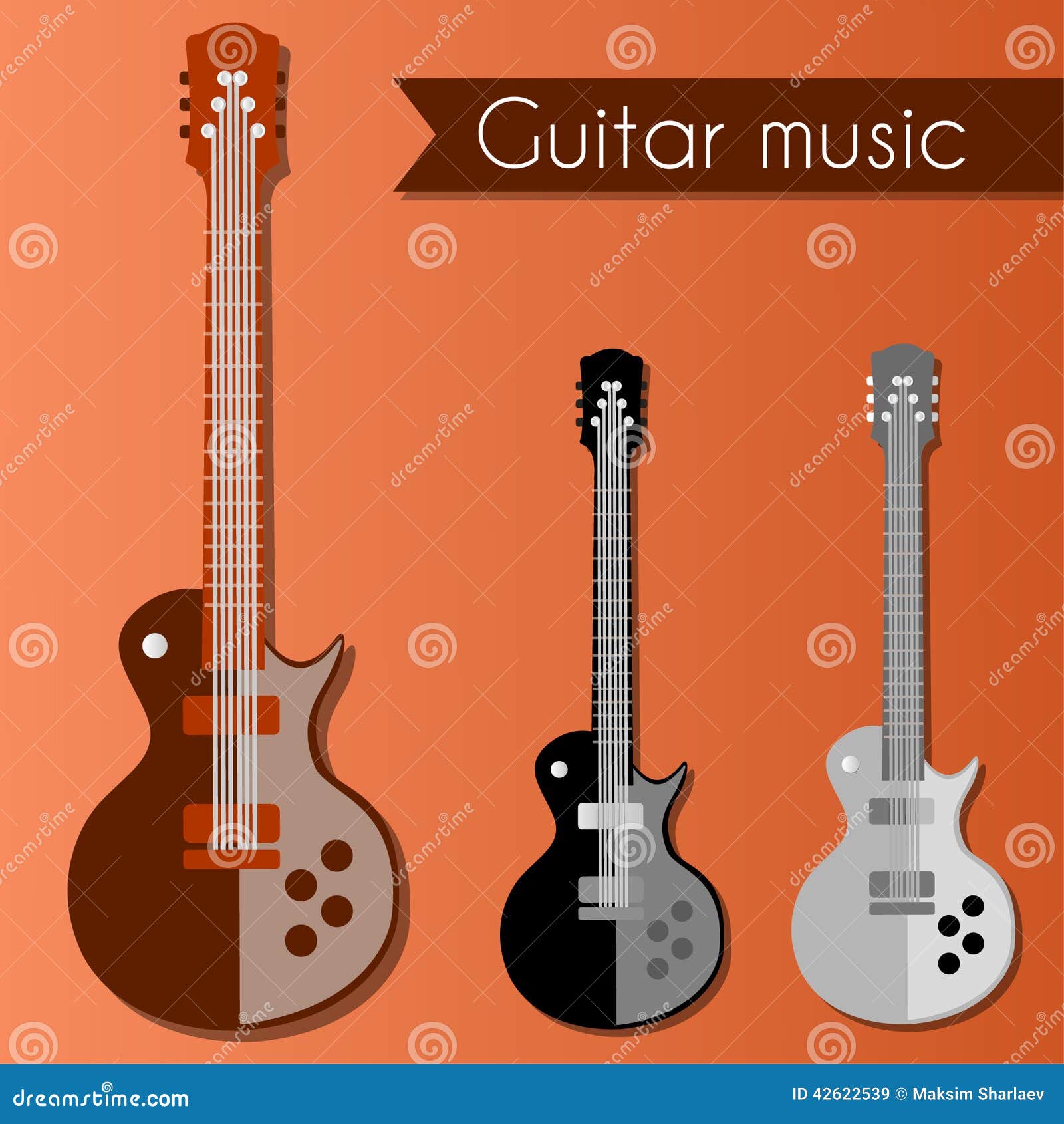 Retro guitars stock vector. Illustration of music, white - 42622539