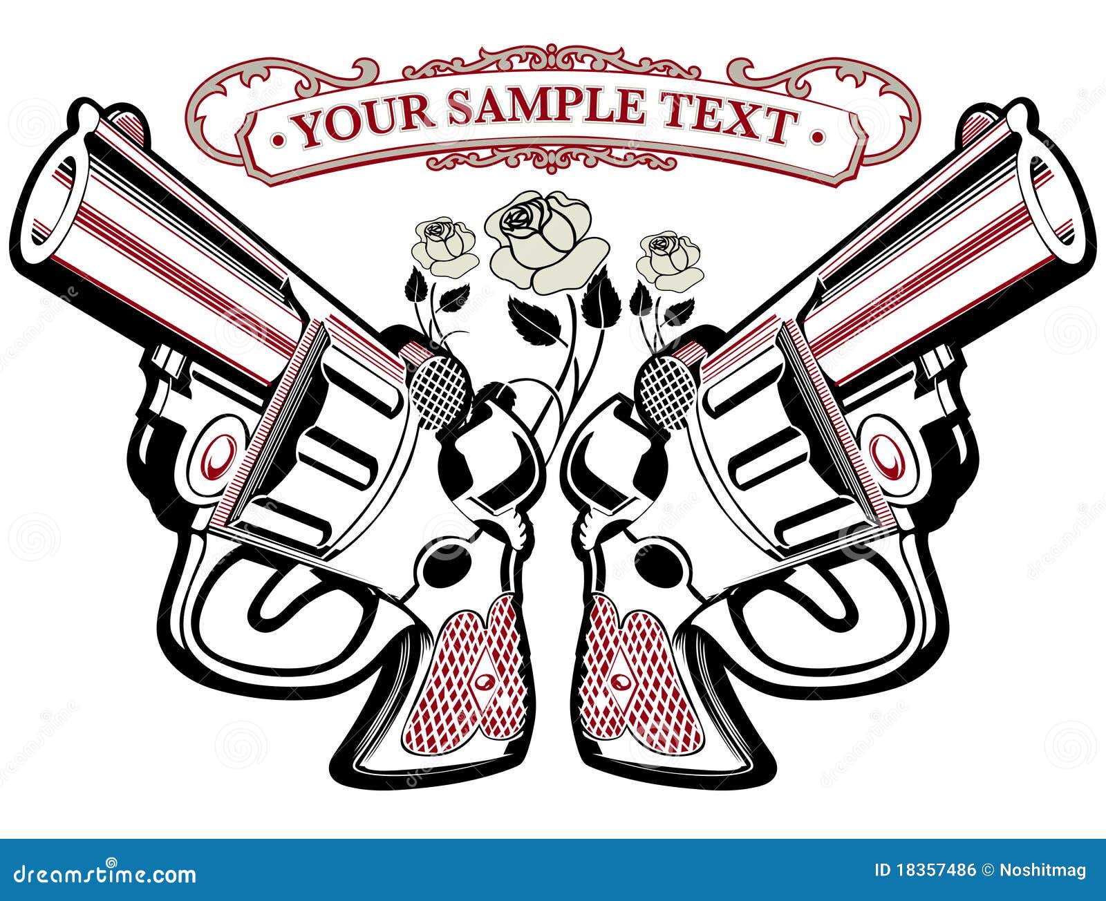 Retro guns banner stock illustration. Illustration of design - 18357486