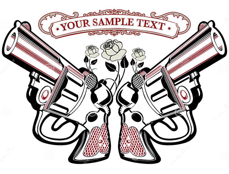 Retro guns banner stock illustration. Illustration of design - 18357486