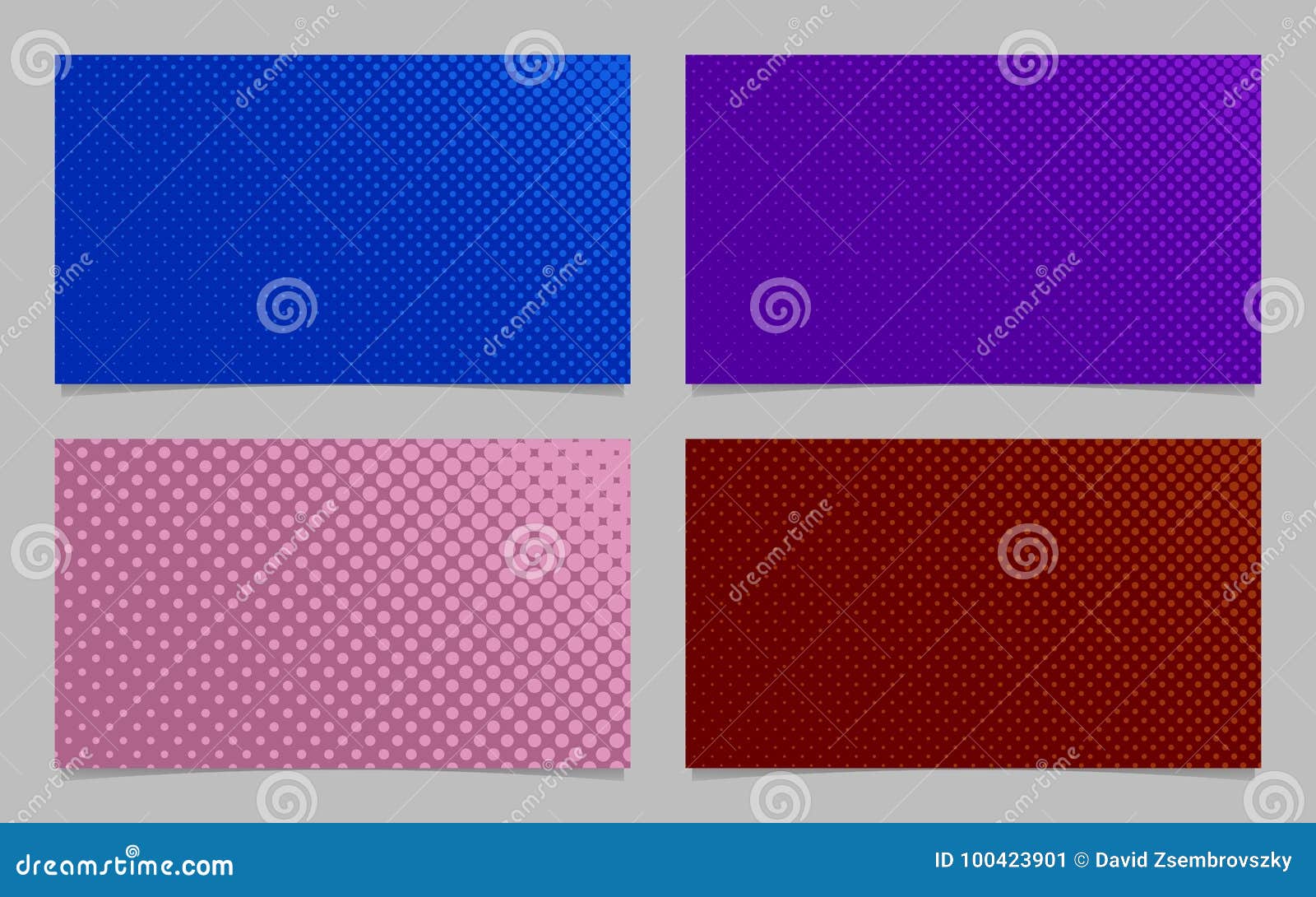 Retro Halftone Circle Pattern Business Card Background Template Set ...