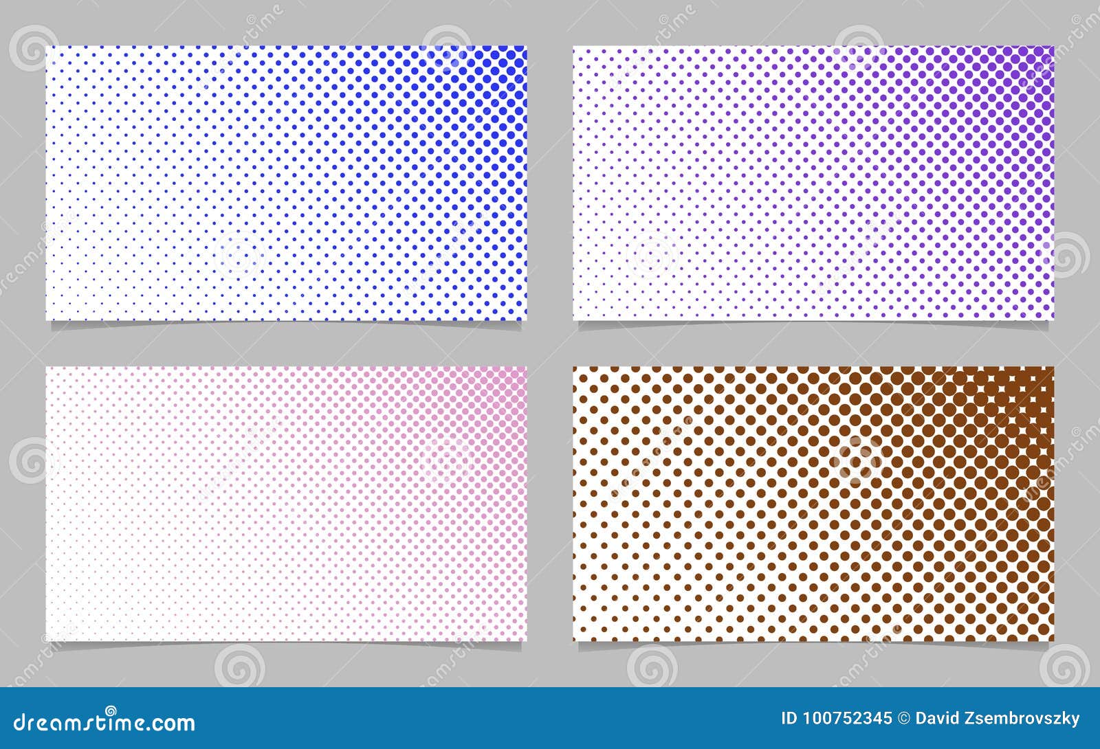 Retro Halftone Circle Pattern Business Card Background Template Set ...