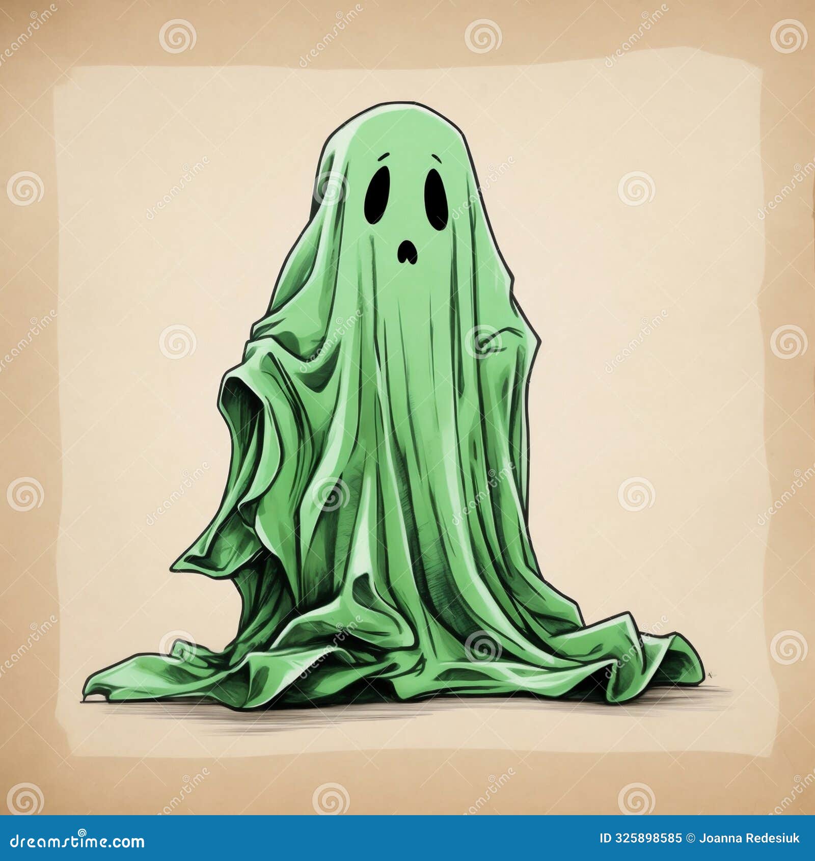 Retro Halloween Graphics with a Big Scary Ghost Stock Illustration ...