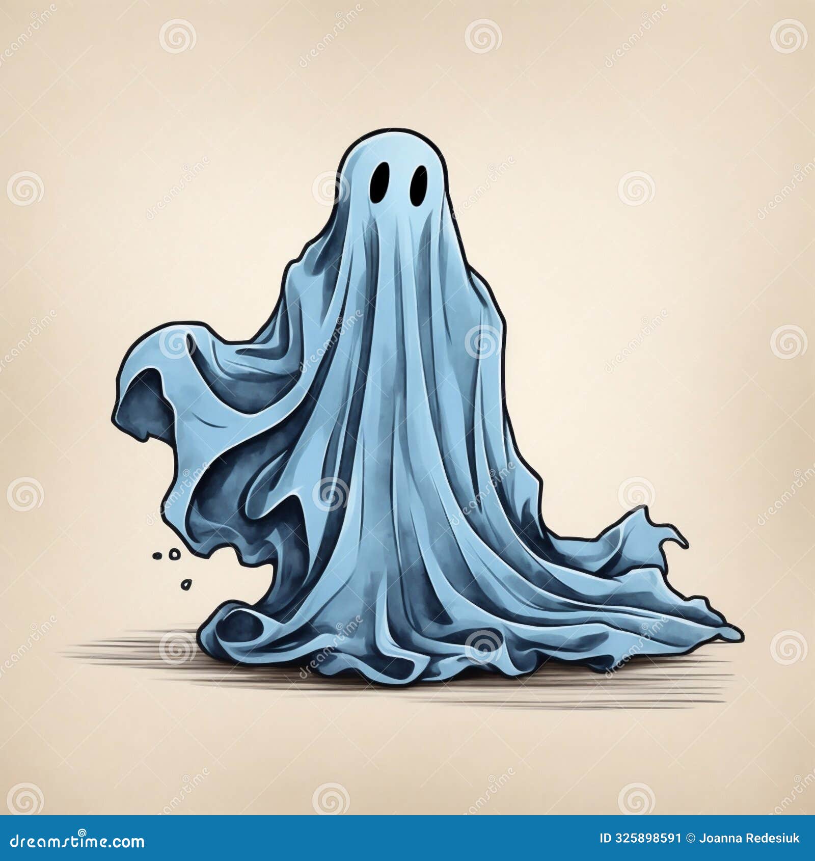 Retro Halloween Graphics with a Big Scary Ghost Stock Illustration ...