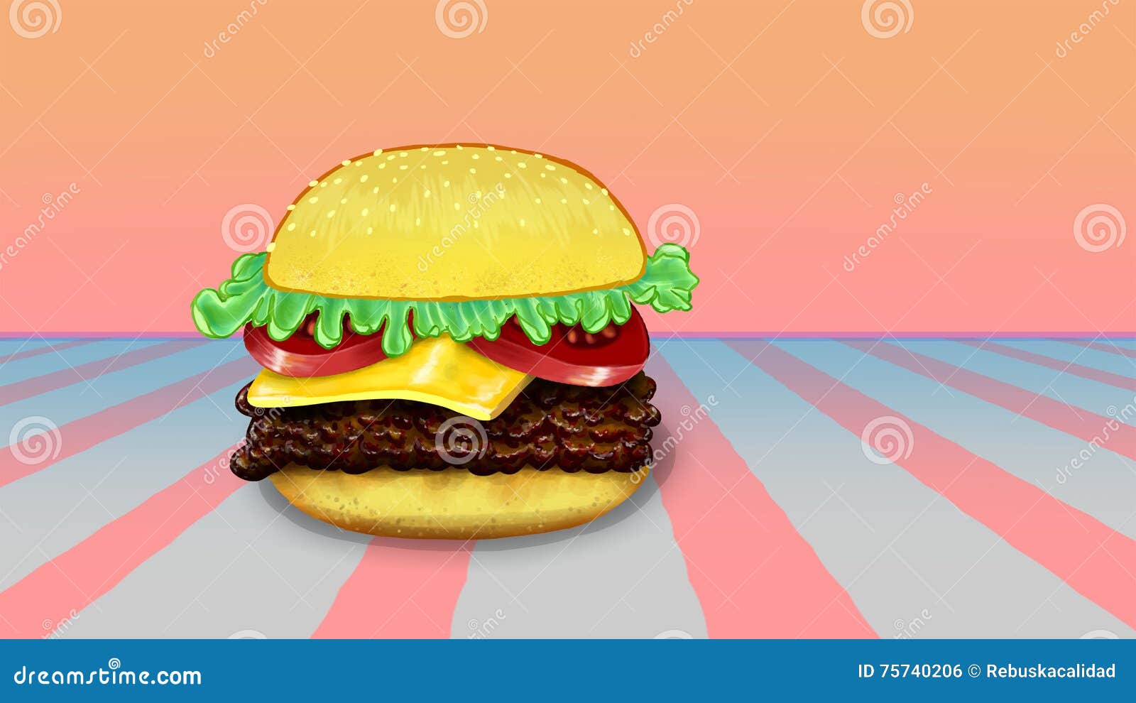 Retro hamburger stock illustration. Illustration of atmosphere - 75740206