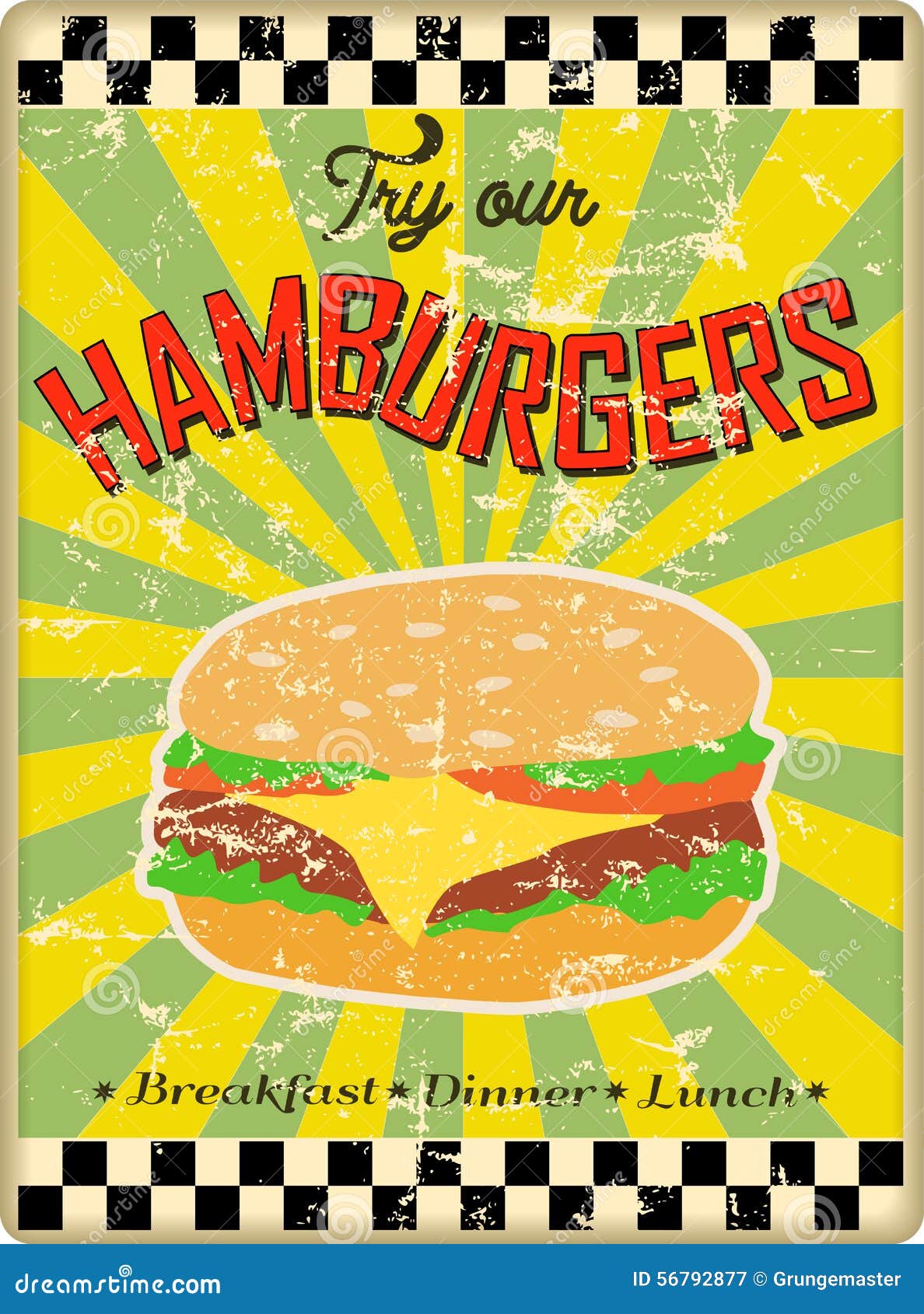 Retro Hamburger Sign Cartoon Vector | CartoonDealer.com #36585367