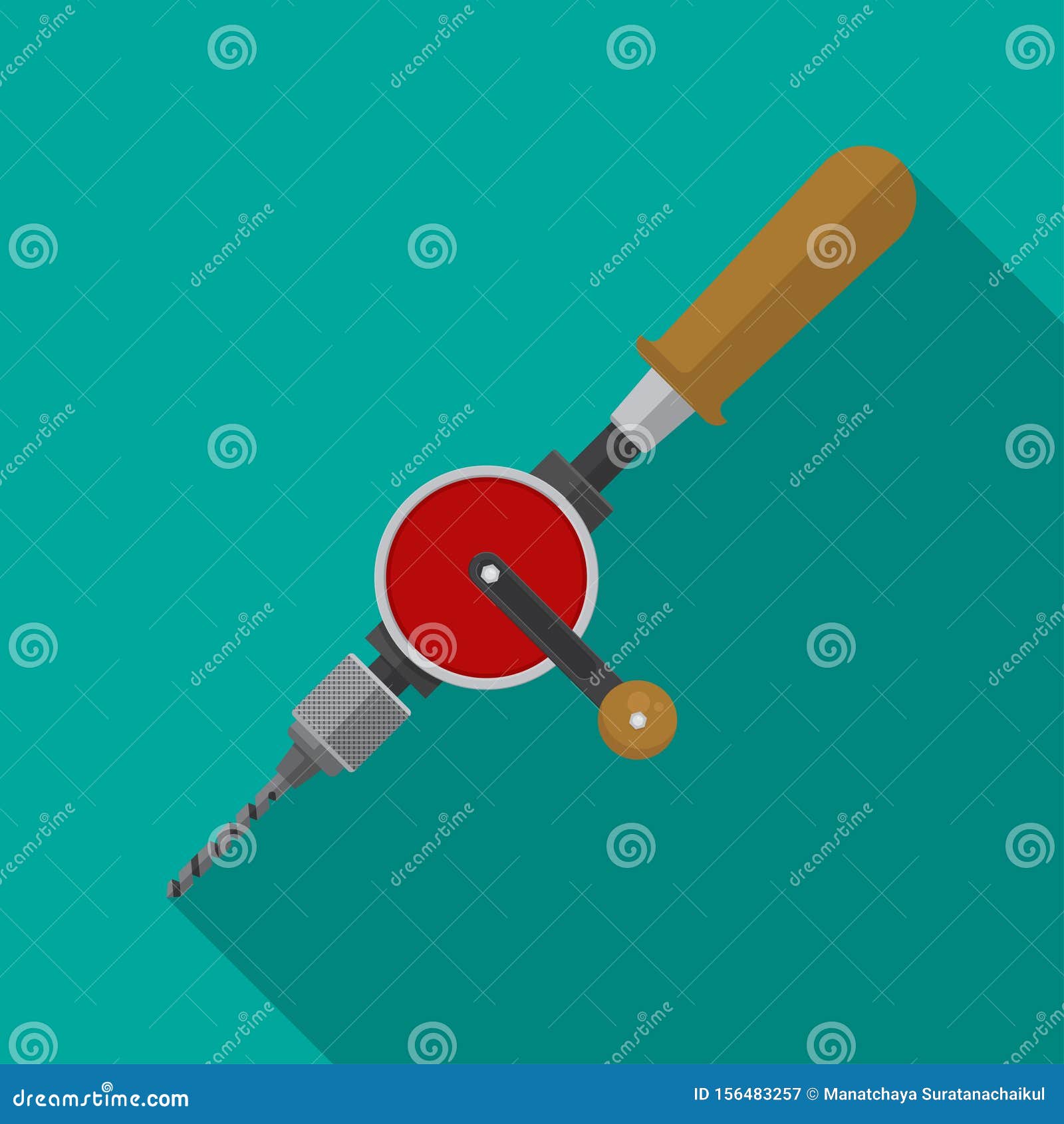 Vintage Hand Drill Vector Flat Design. Stock Illustration ...