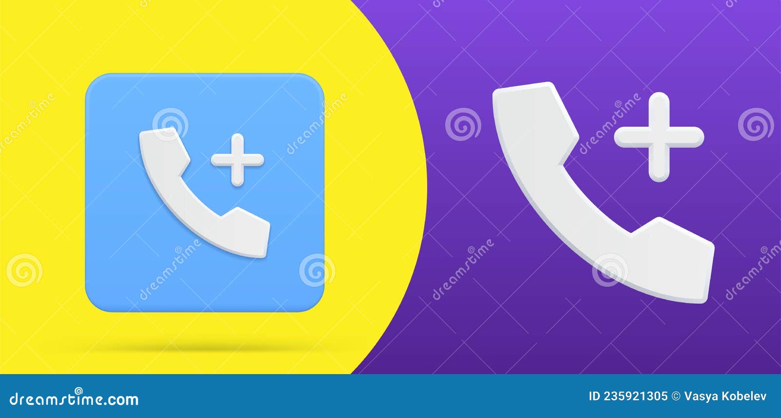 Retro Handset with Plus for Adding Contact Call Simple 3d Icon Button ...