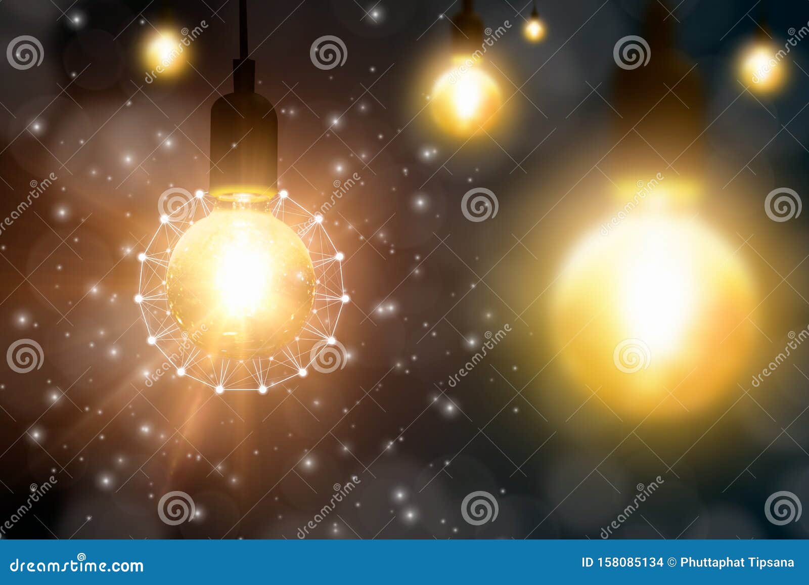 Retro Hanging Light Bulb Glowing,innovative Concept Development and ...