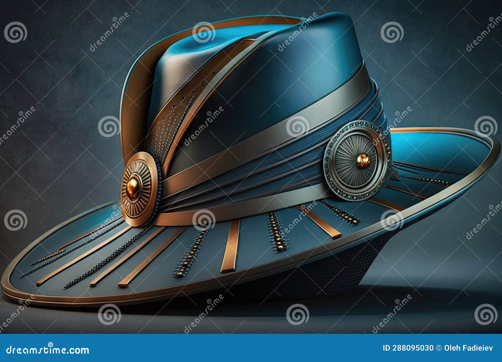 Retro Hat with Blue and Gold Design Stock Photo - Image of object, blue ...