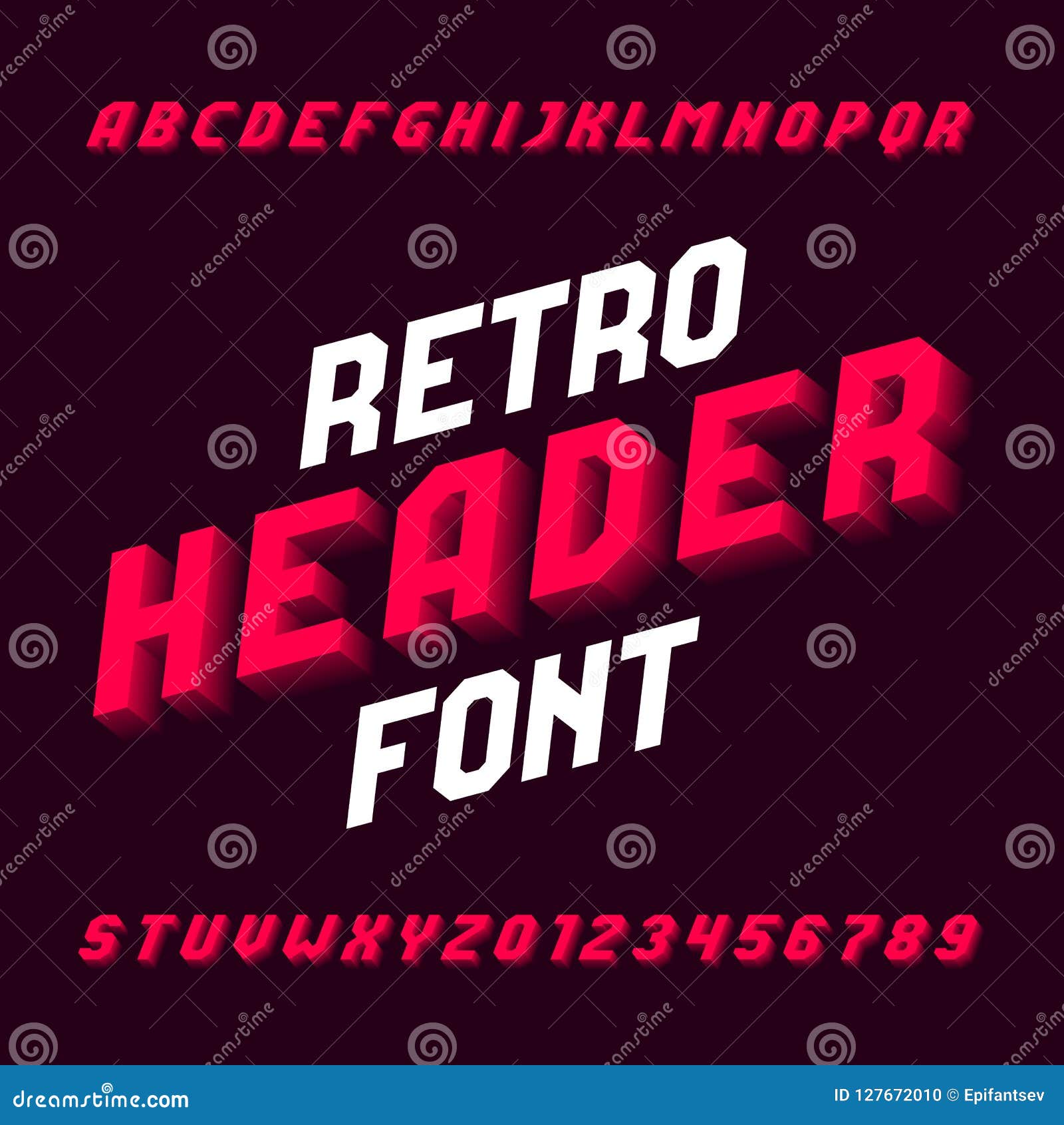 Retro Header Alphabet Font. Three-dimensional Effect Letters, Numbers ...