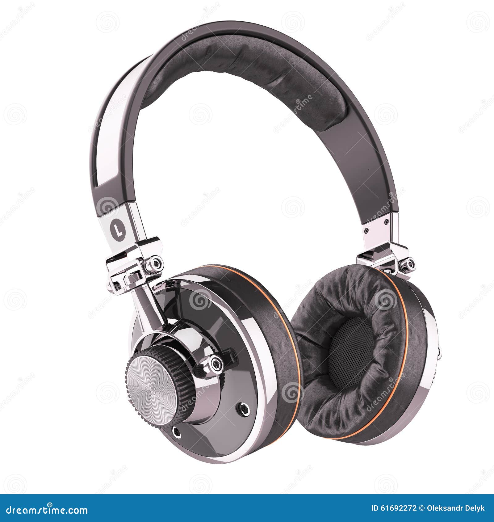 Retro Headphones Of Black Leather Stock Illustration - Image: 61692272