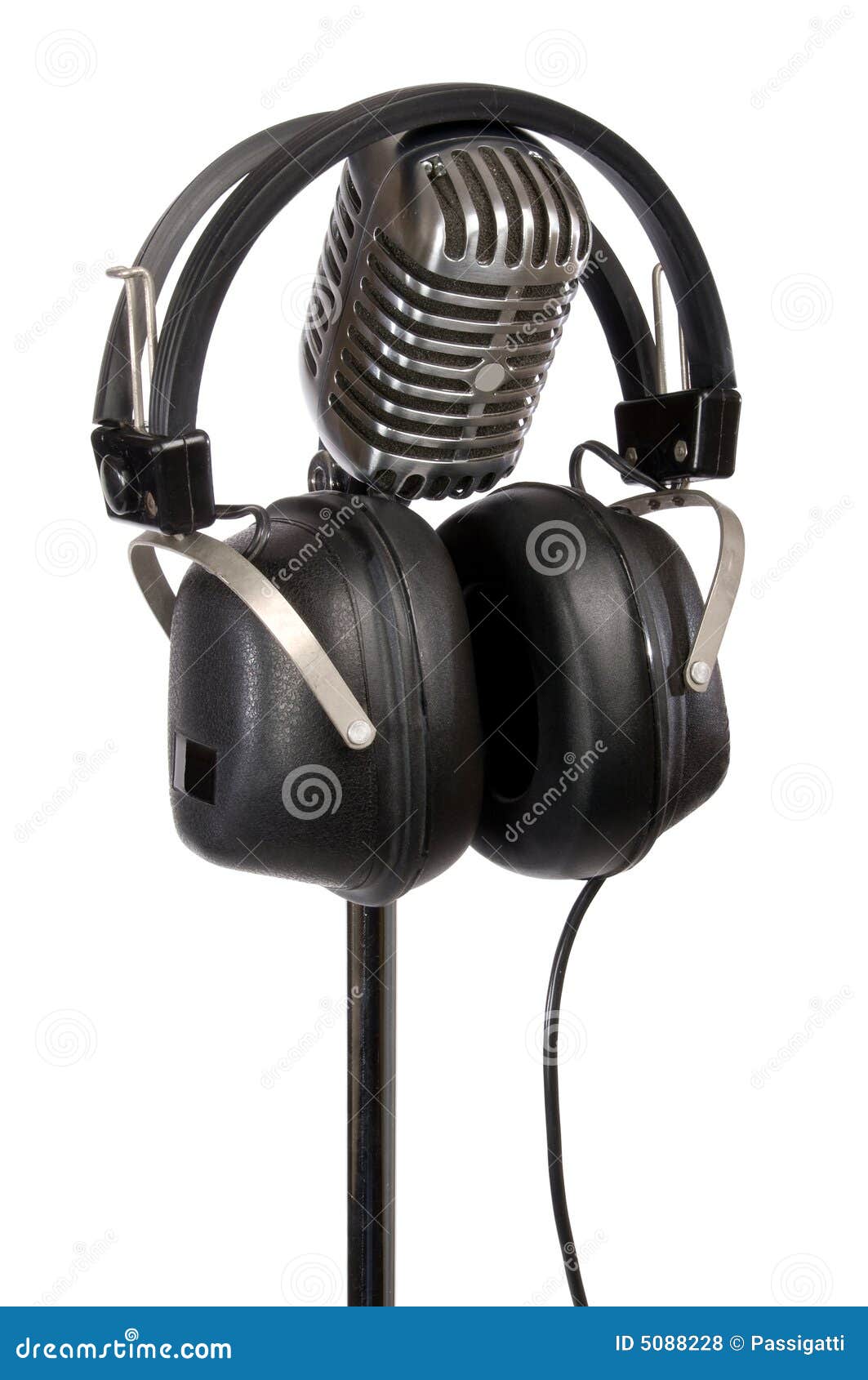 Retro Headphones and Mic stock photo. Image of recording - 5088228