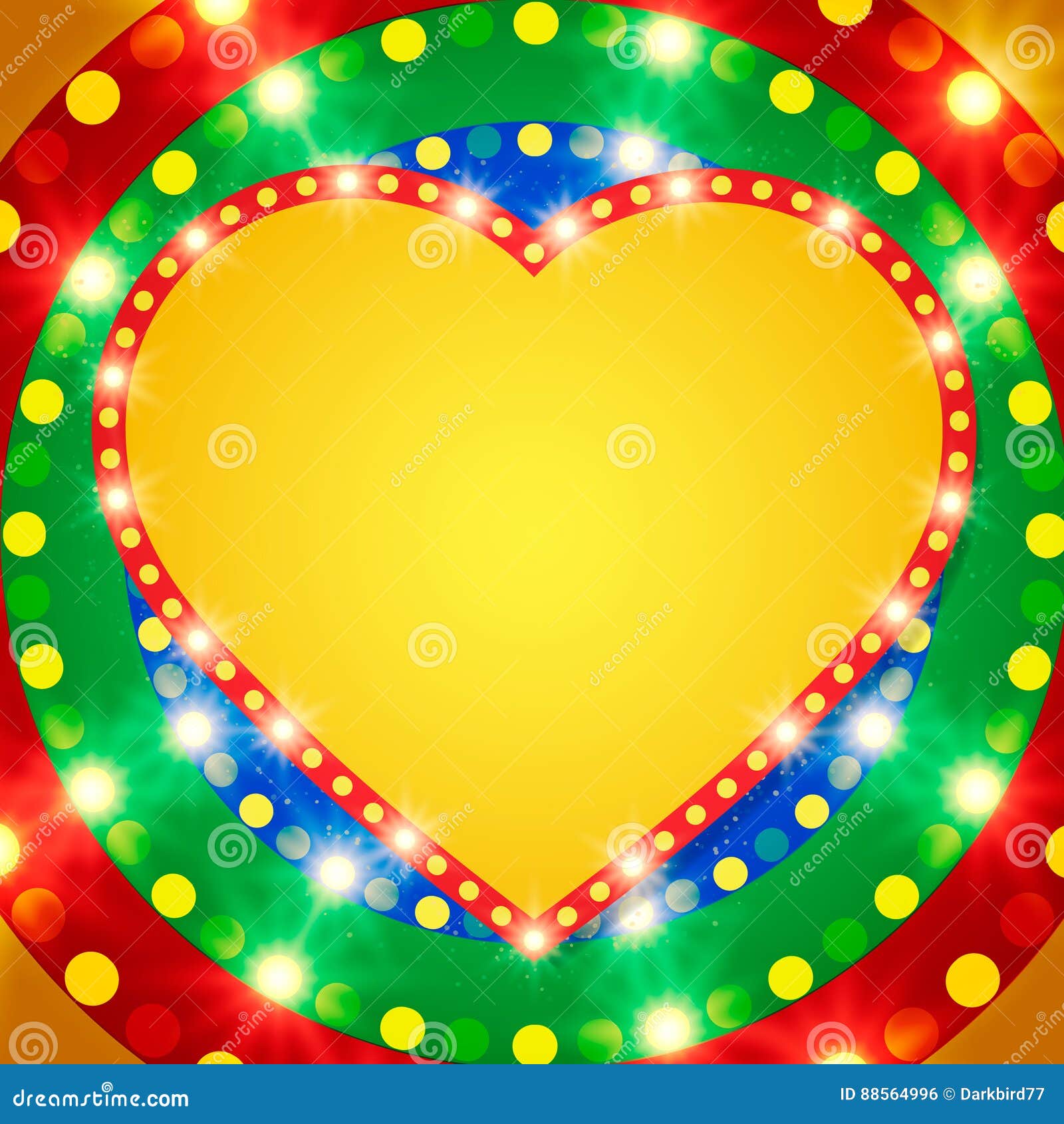 Retro Heart Banner on Colorful Shining Background Stock Illustration ...