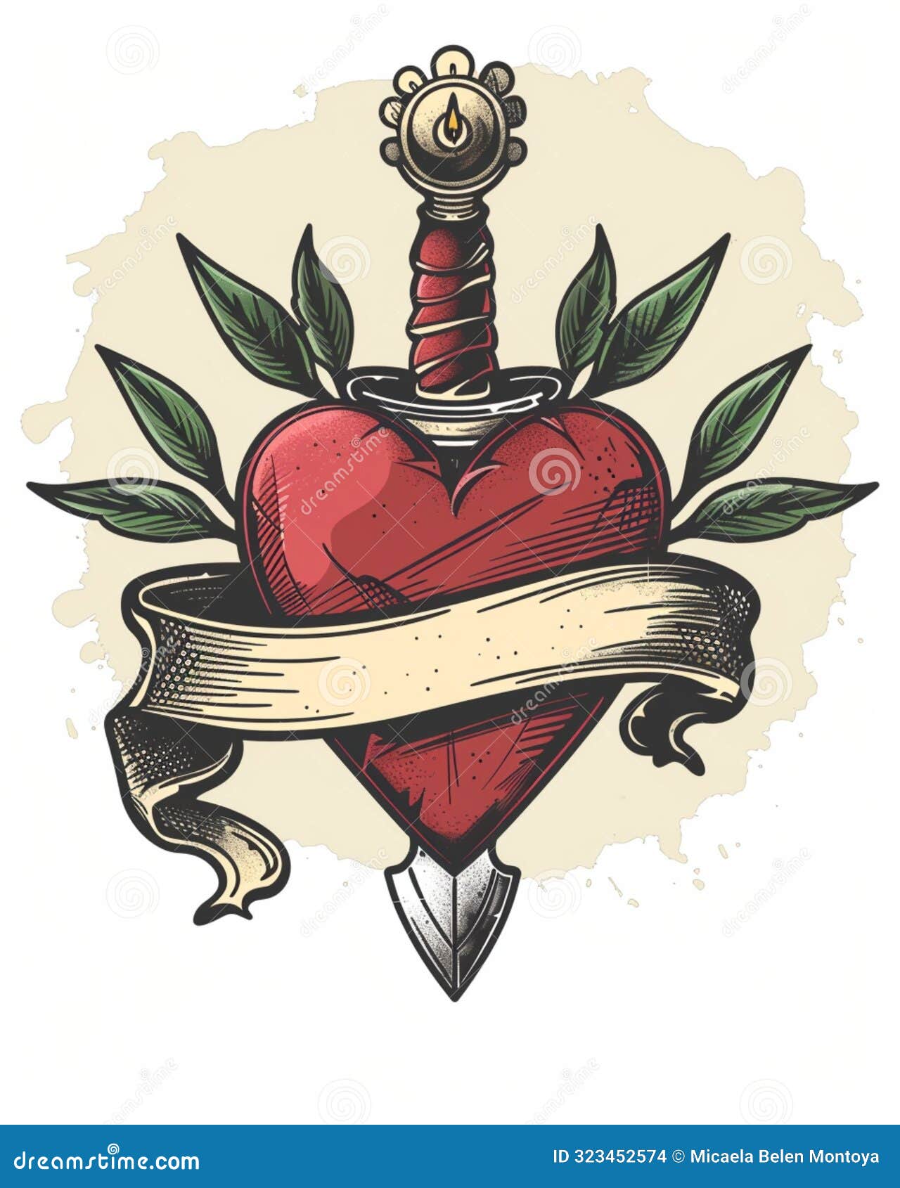Retro Heart and Dagger in Traditional Tattoo Stock Vector ...