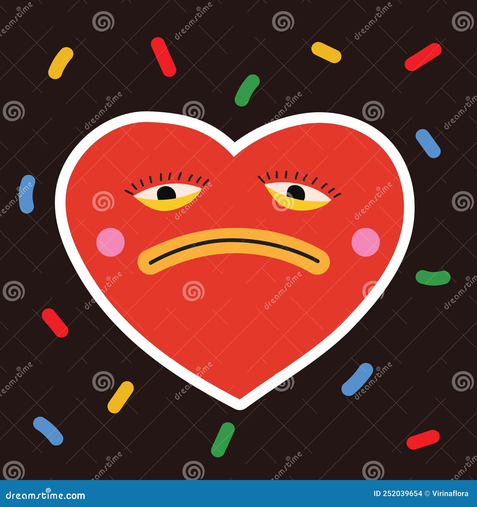 Retro Heart Illustration. Cute Cartoon Heart, Vector Illustration in ...