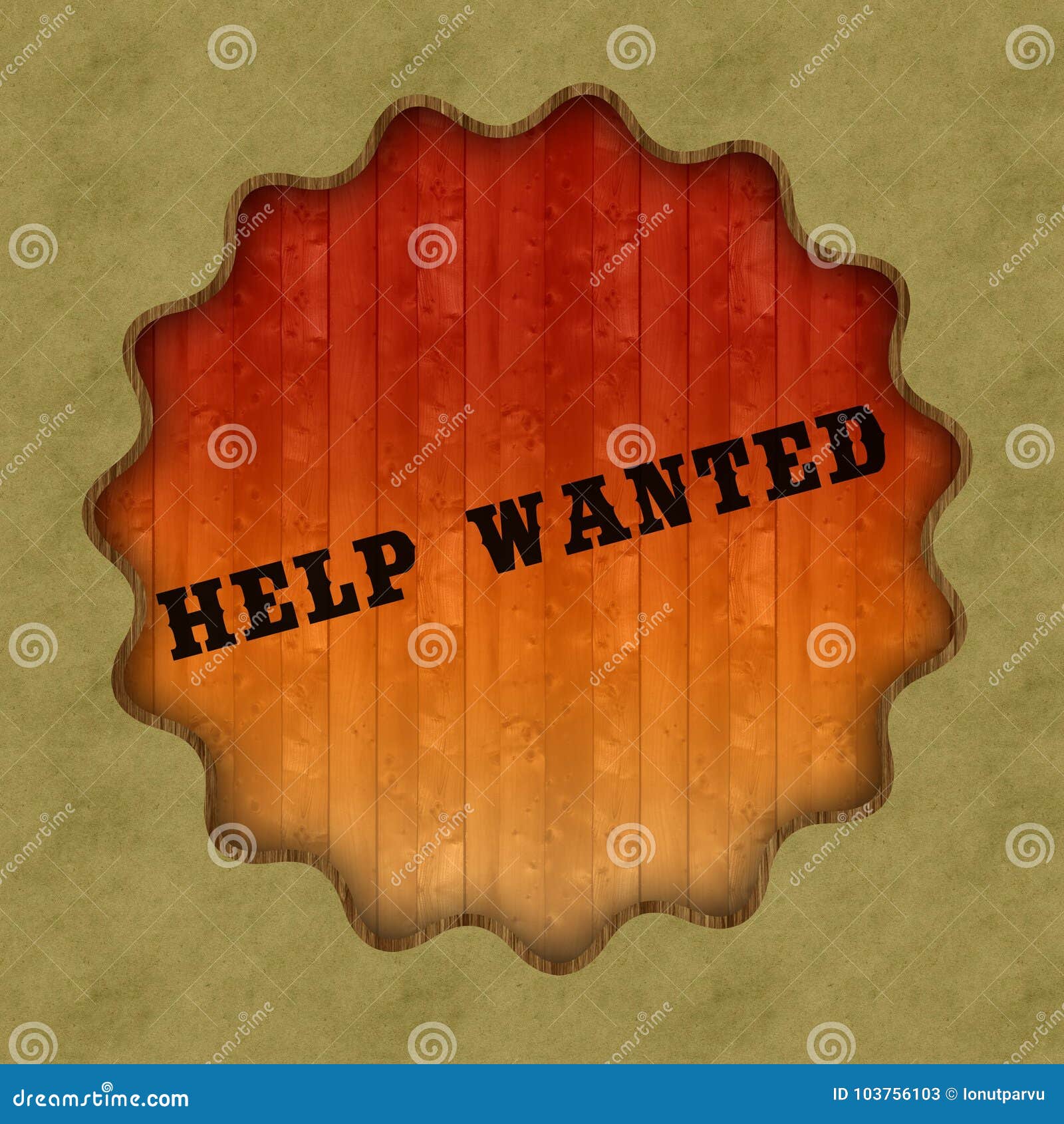 Retro HELP WANTED Text on Wood Panel Background. Stock Illustration ...