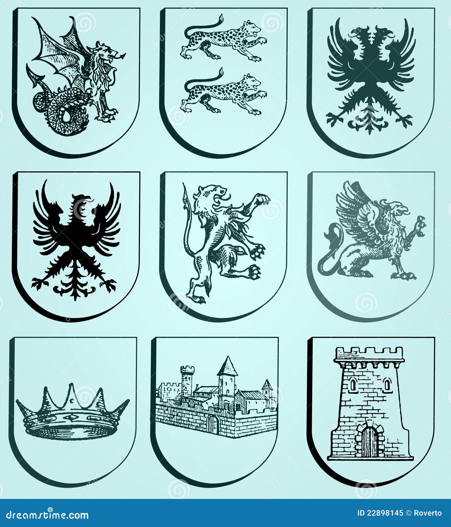 Retro heraldic set stock vector. Illustration of king - 22898145