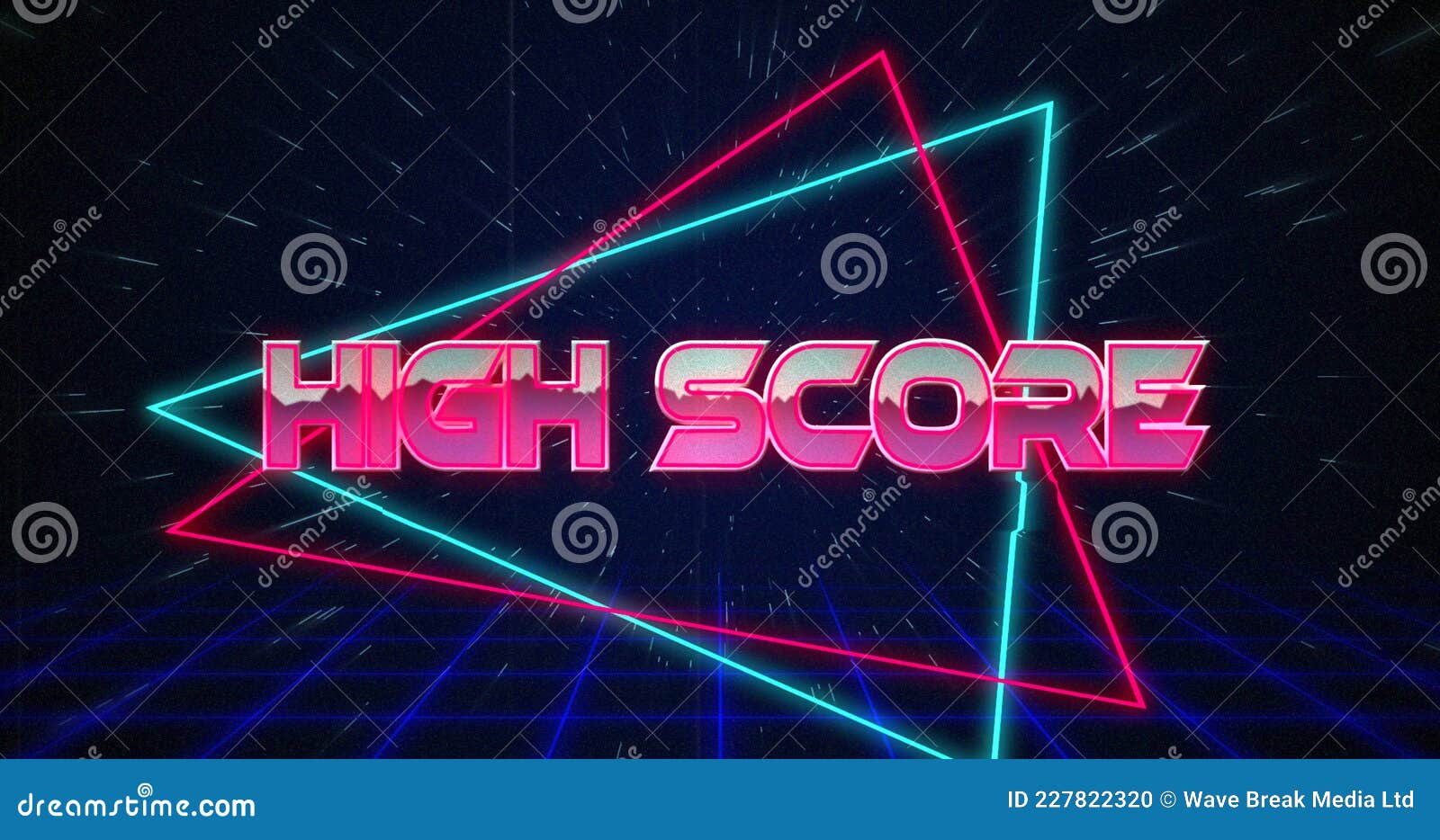 Retro High Score Text Glitching Over Blue and Red Triangles 4k Stock ...