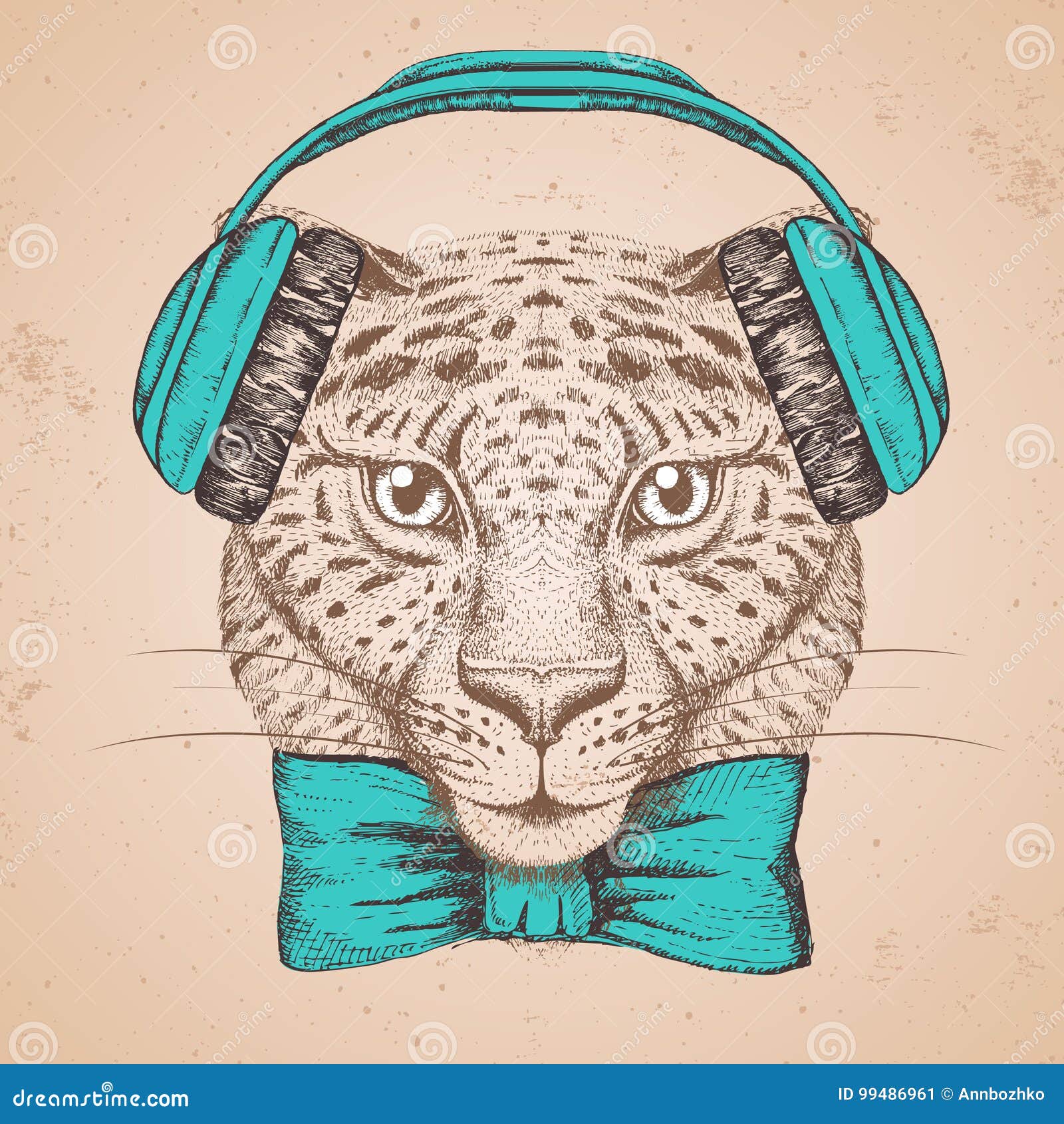 Hipster Animal Guepard. Hand Drawing Muzzle of Guepard Stock Vector ...