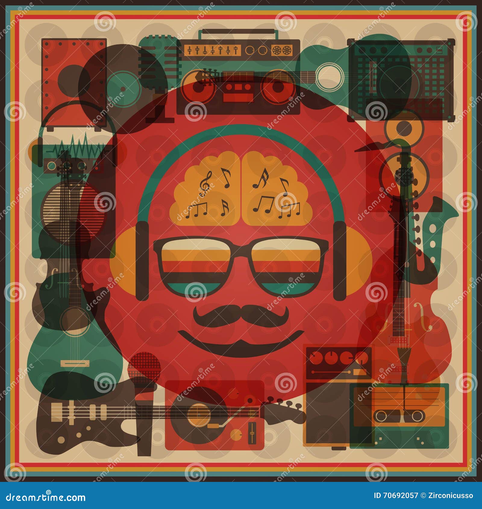 Retro hipster funky stock vector. Illustration of party - 70692057