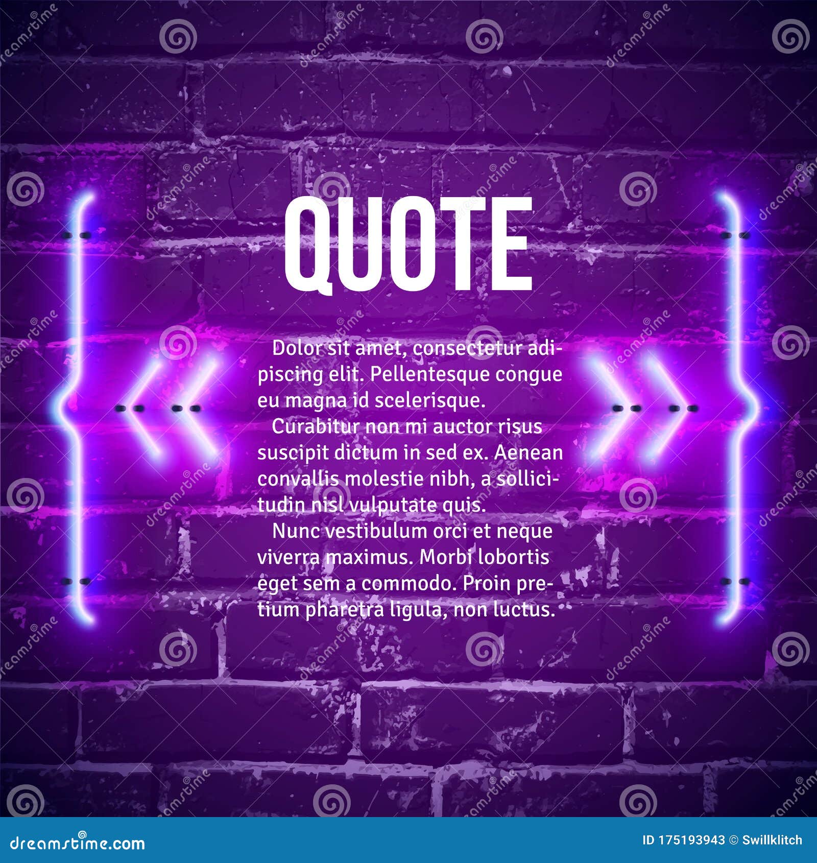 Retro Neon Glowing Quote Marks Frame on the Wall Stock Vector ...