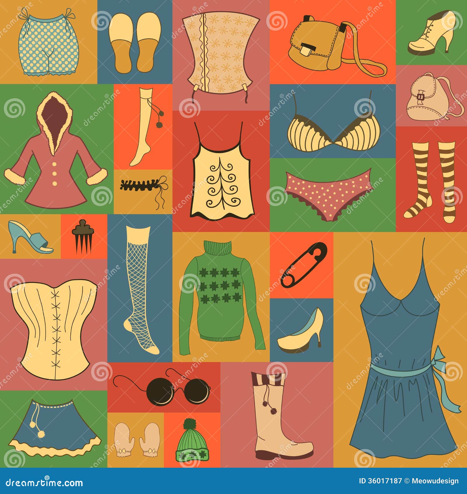 Retro hipsters clothes set stock vector. Illustration of corset - 36017187