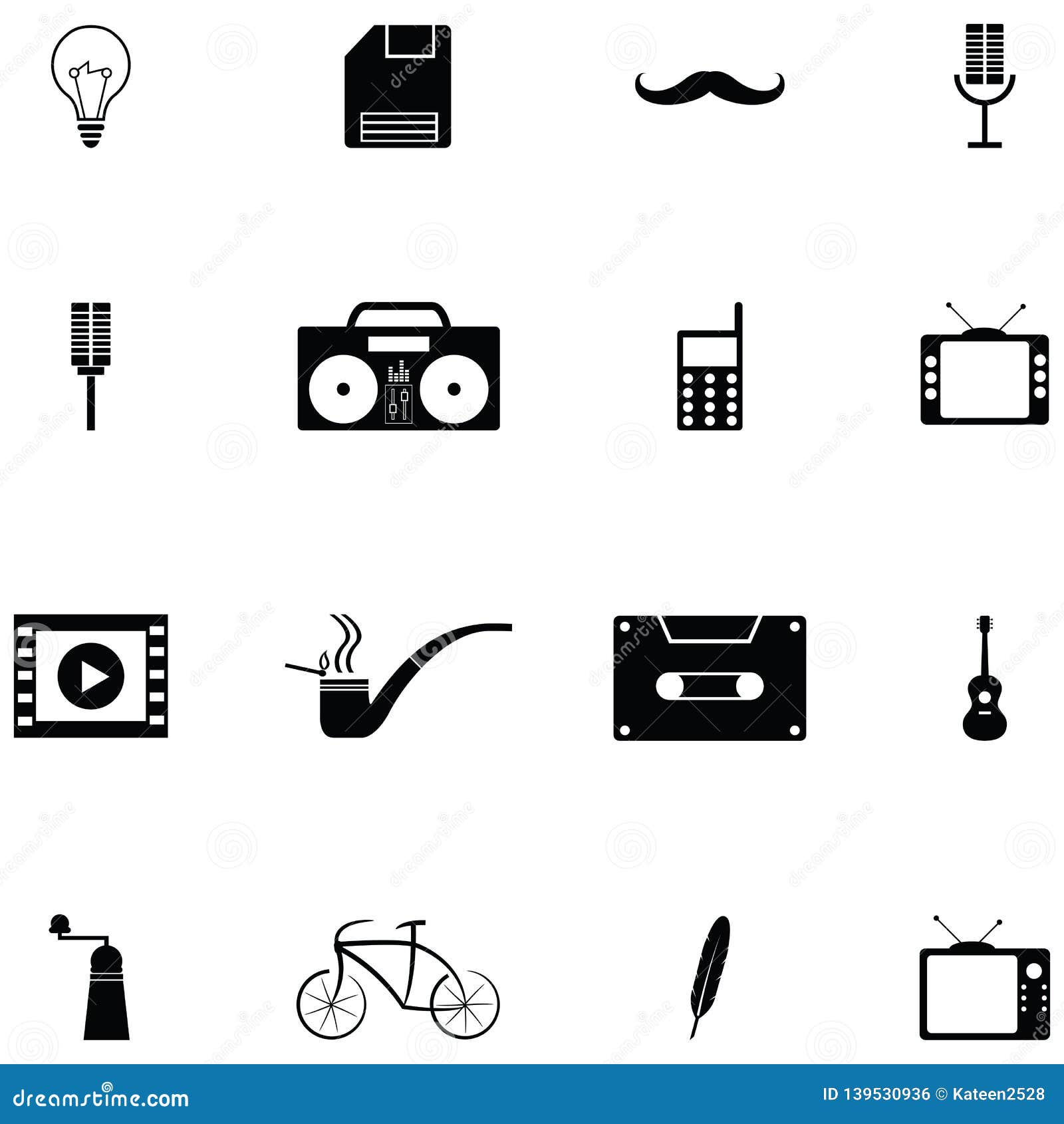 Retro icon set stock vector. Illustration of vintage - 139530936