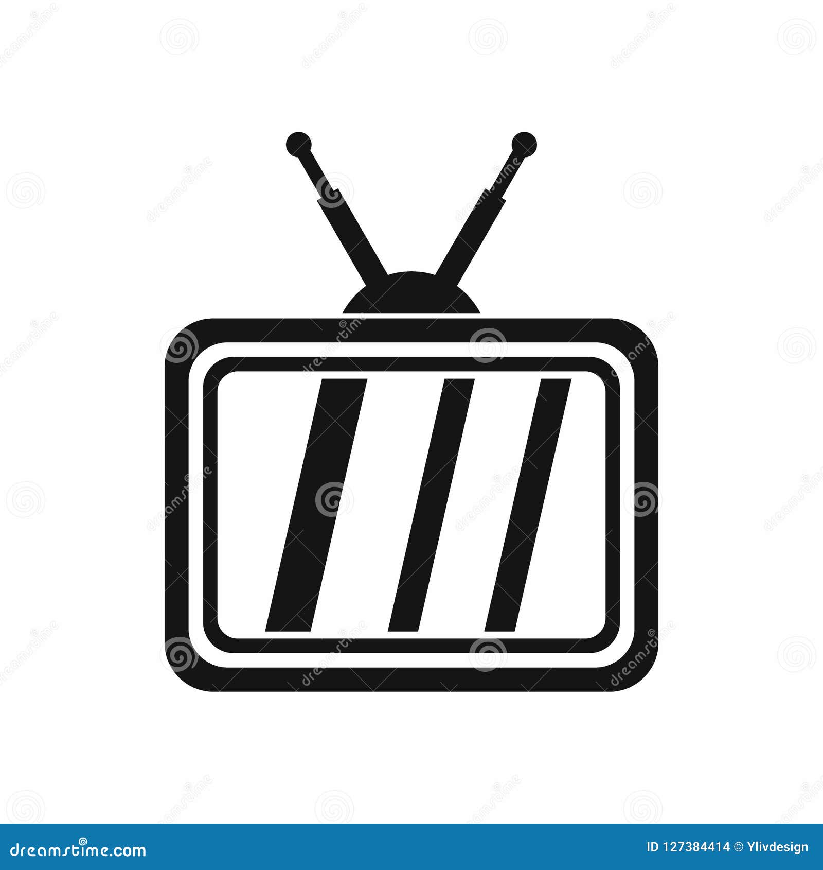 Retro Icona Della TV, Stile Semplice Illustrazione di Stock ...