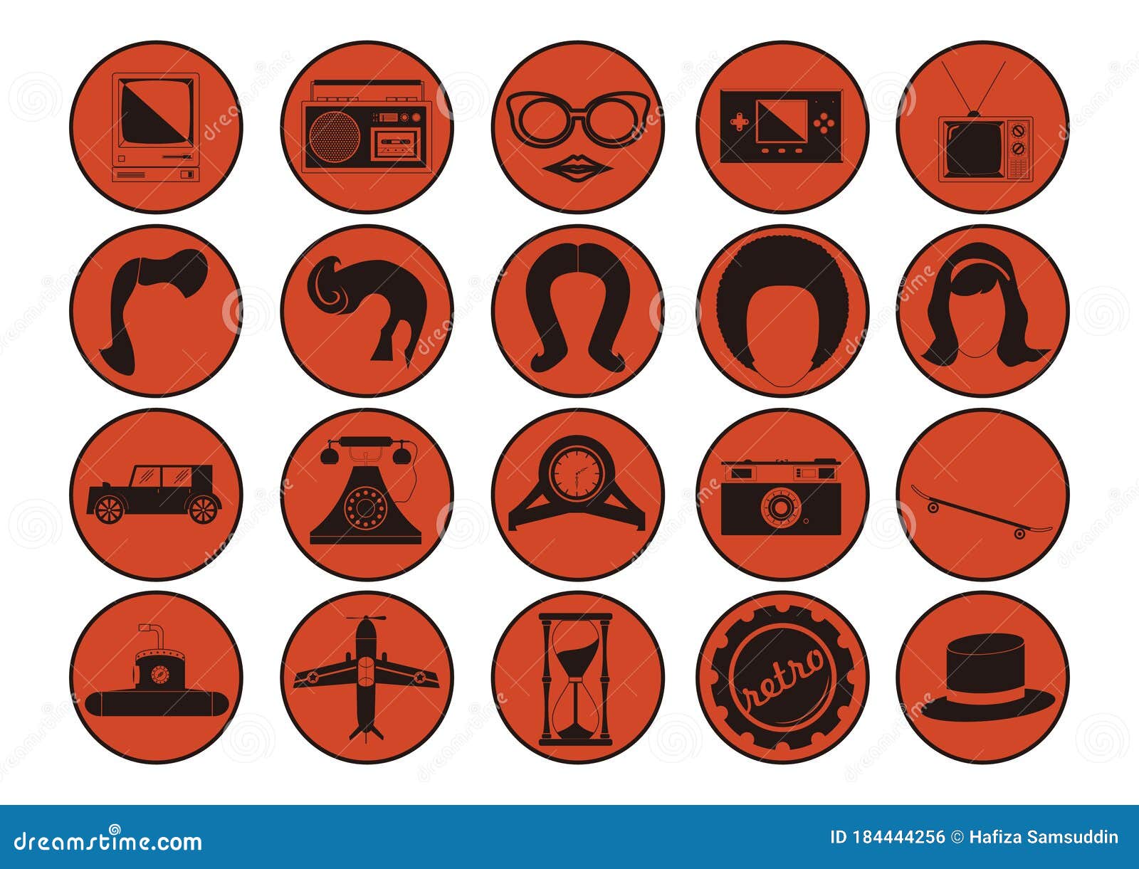 A Retro Icons Illustration. Stock Illustration - Illustration of ...