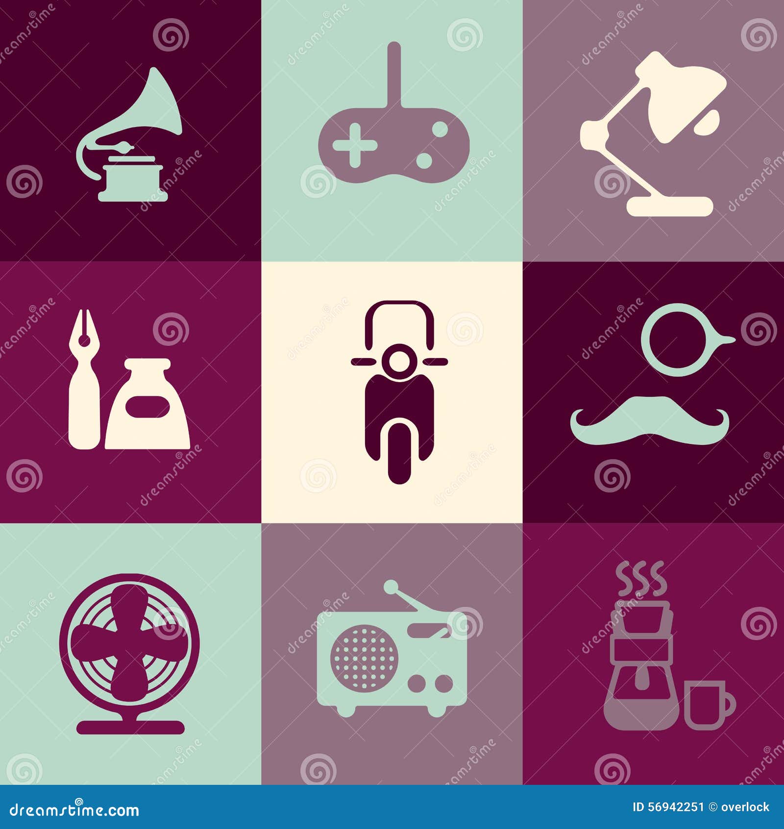 Retro Icons Pack stock vector. Illustration of symbol - 56942251