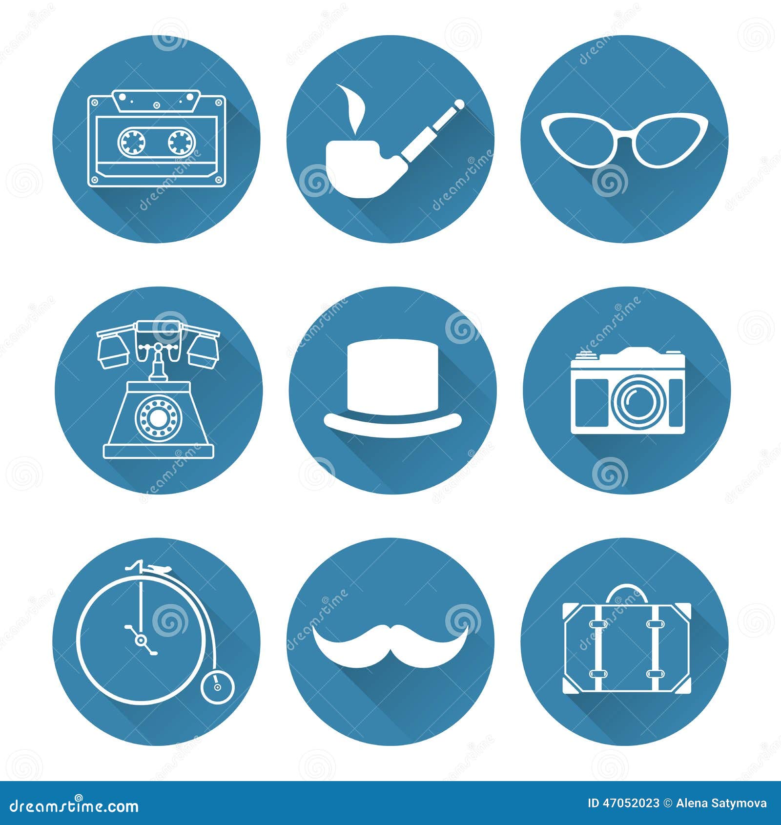 Retro Icons Set stock vector. Illustration of plateholder - 47052023