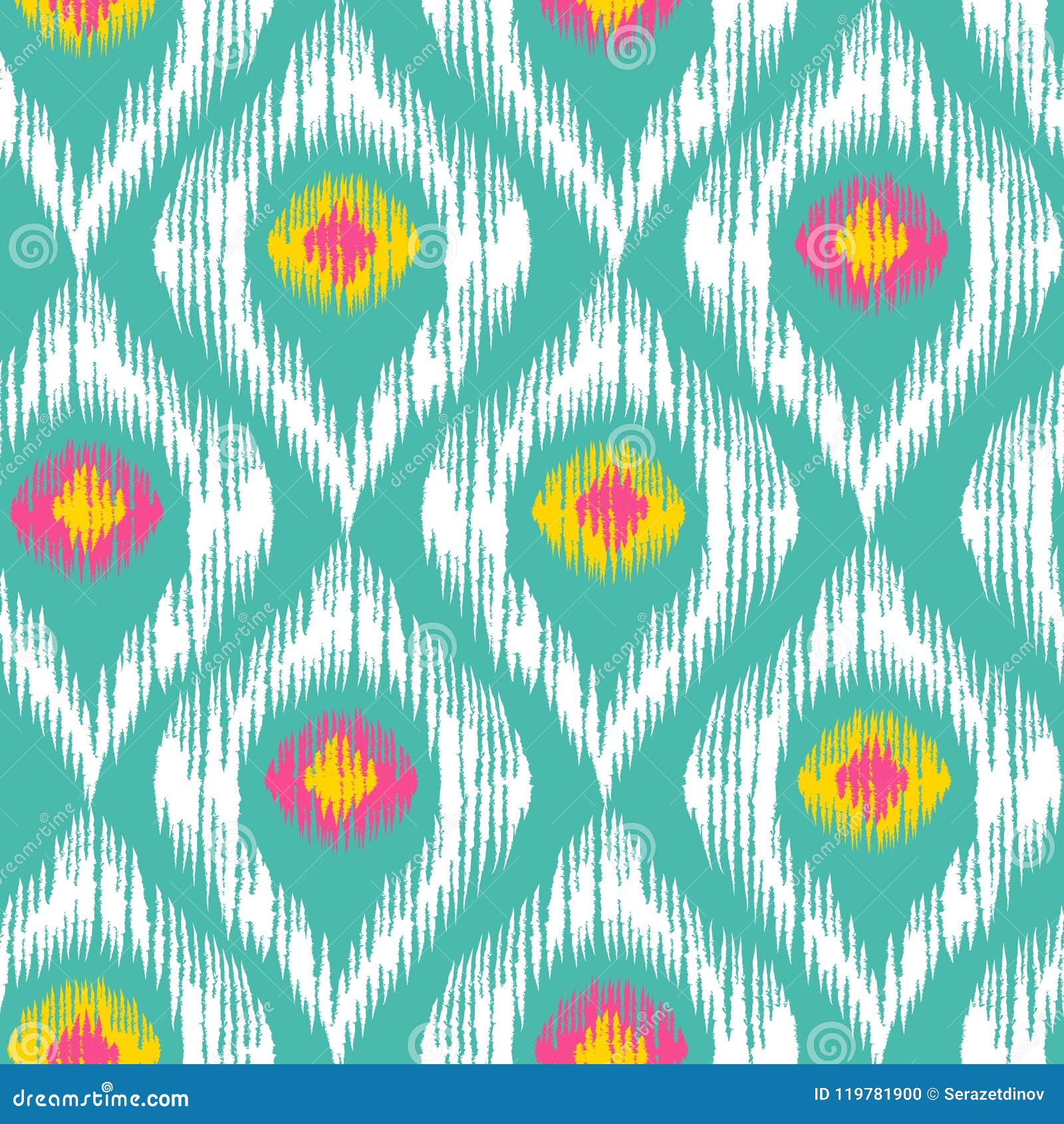 Retro Ikat Blue Pattern. Vector Illustration | CartoonDealer.com #117299680