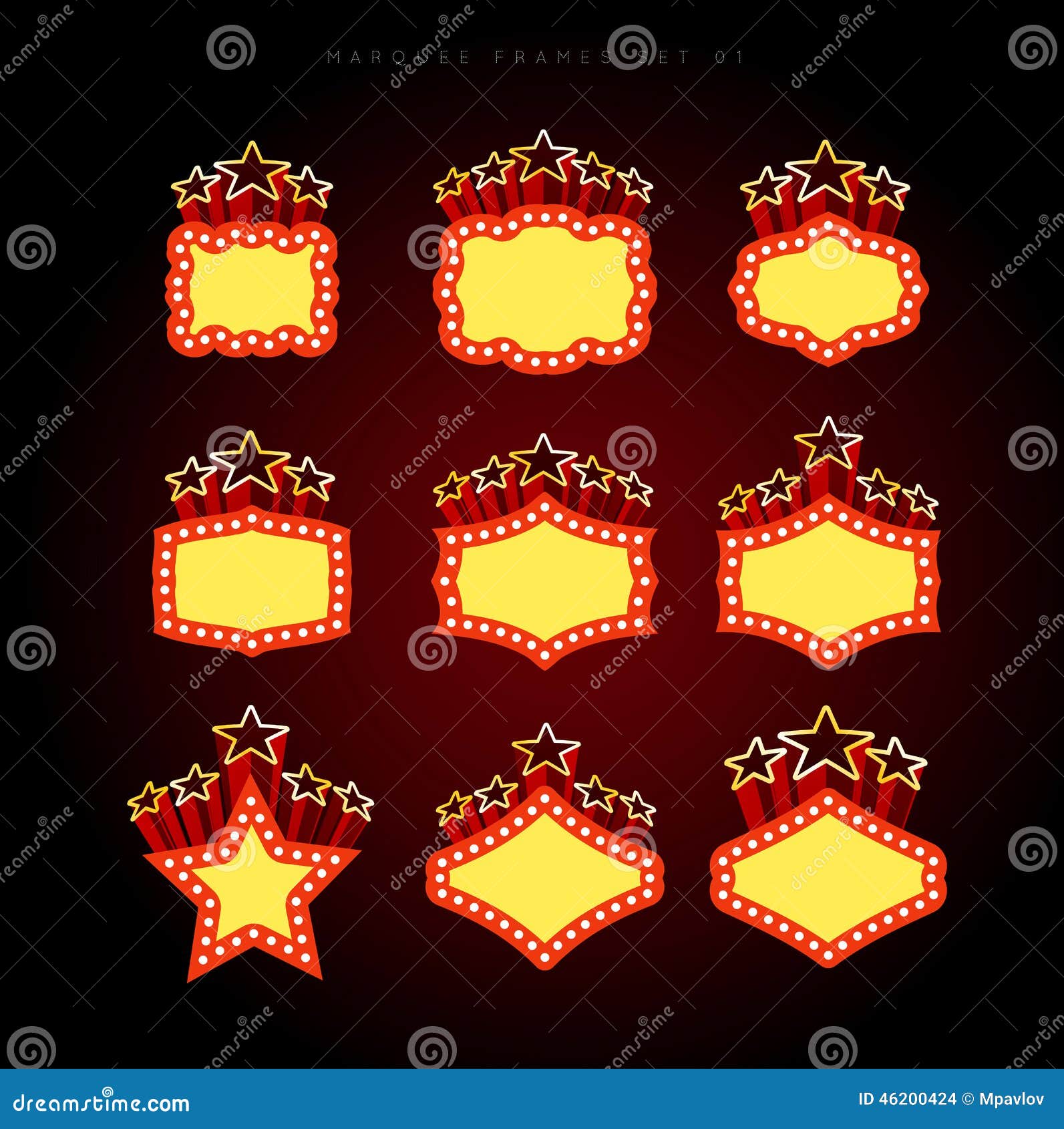 Retro Illuminated Movie Marquee Vector Set. | CartoonDealer.com #48948623
