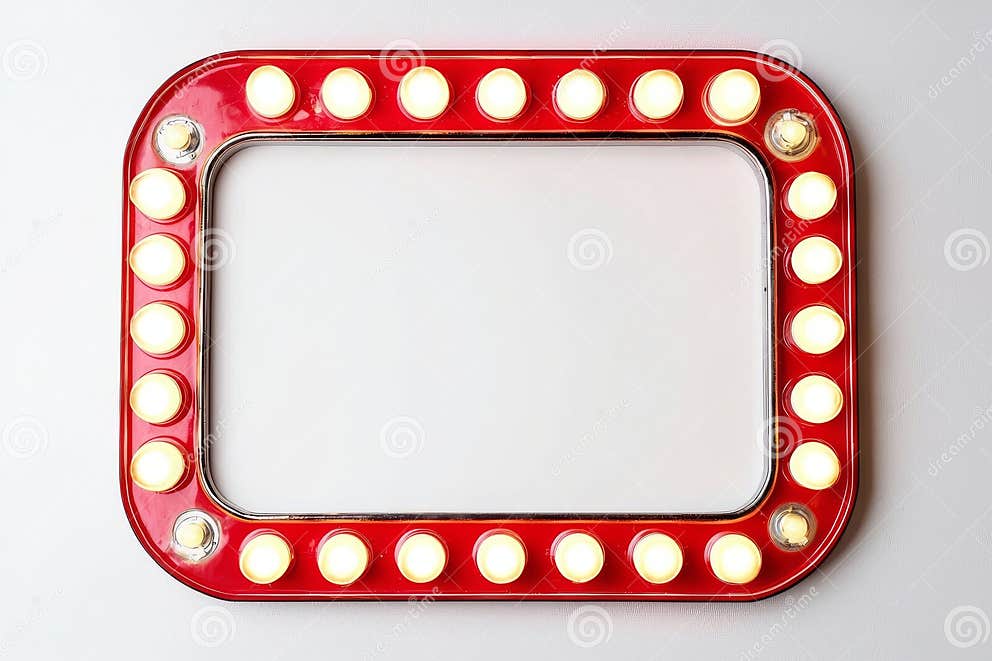 Retro Illuminated Sign Frame with a Clear White Background. Stock Photo ...