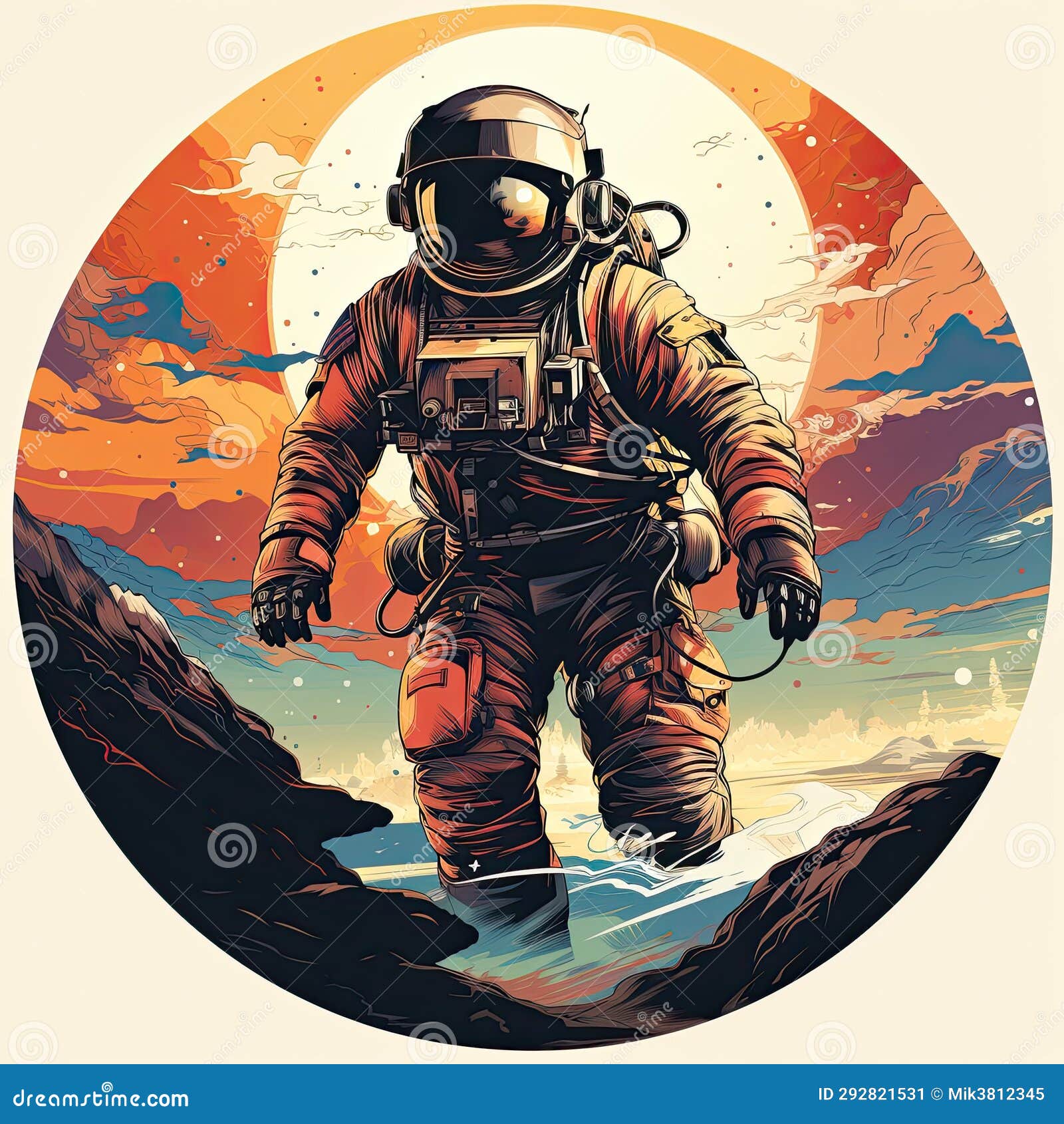 Retro Illustration of an Astronaut. Stock Illustration - Illustration ...