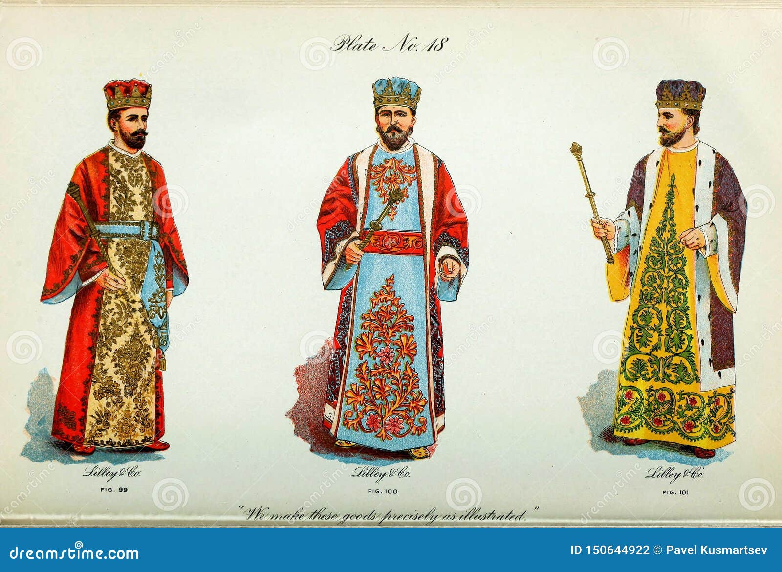 Retro Illustration of Costumes from Different Eras. Stock Photo - Image ...