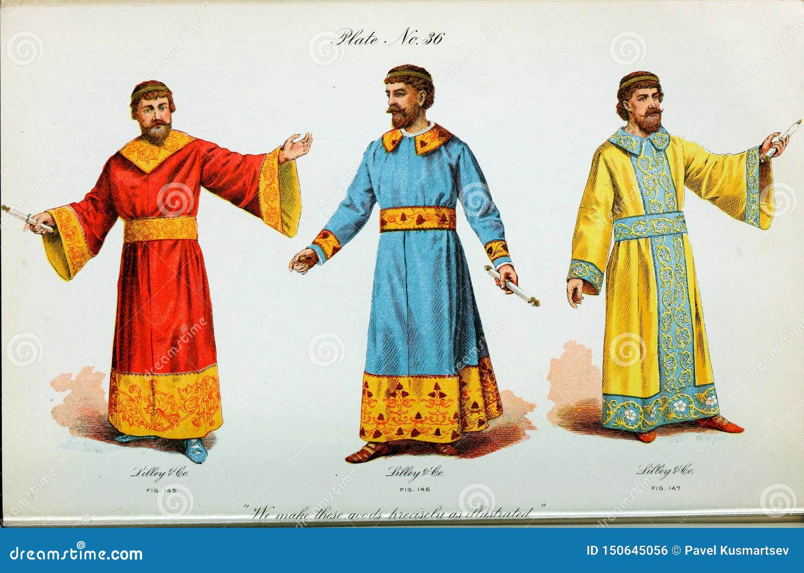 Retro Illustration of Costumes from Different Eras. Stock Photo - Image ...