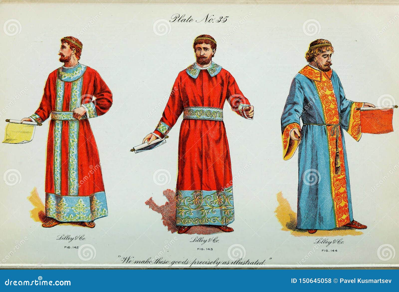 Retro Illustration of Costumes from Different Eras. Stock Photo - Image ...