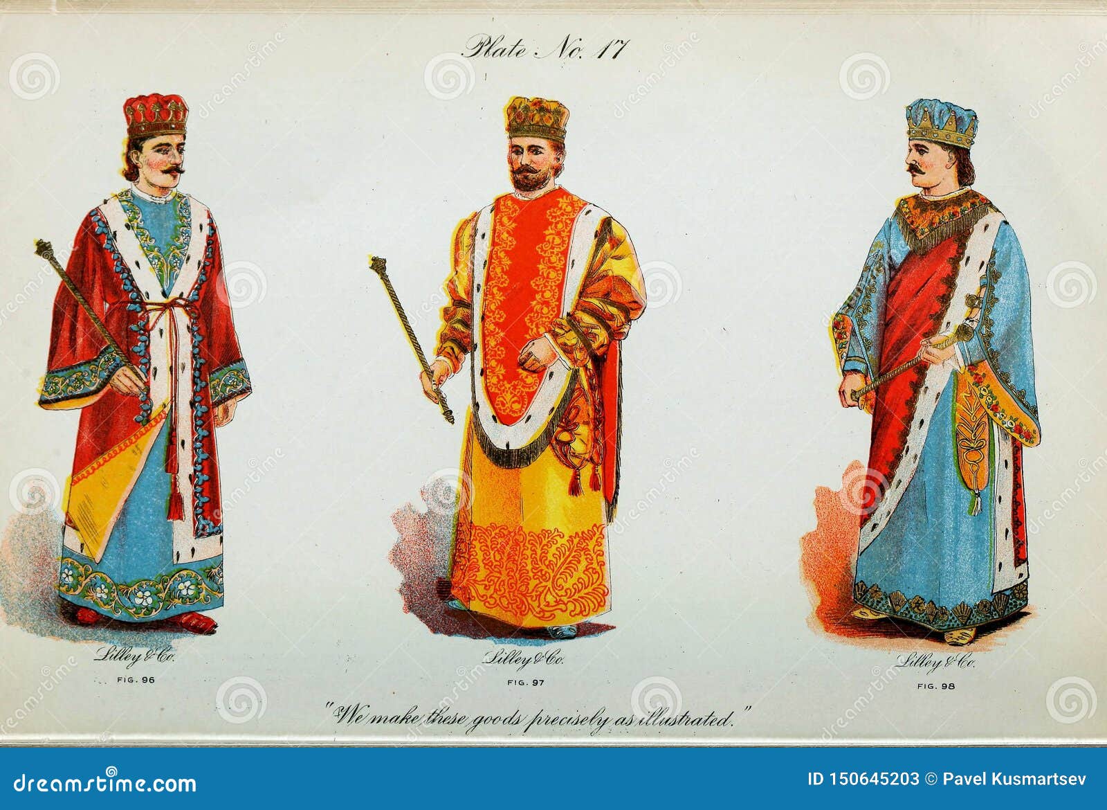 Retro Illustration of Costumes from Different Eras. Stock Image - Image ...
