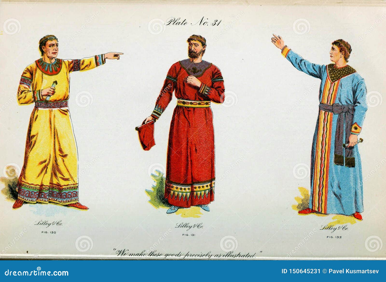 Retro Illustration of Costumes from Different Eras. Stock Image - Image ...