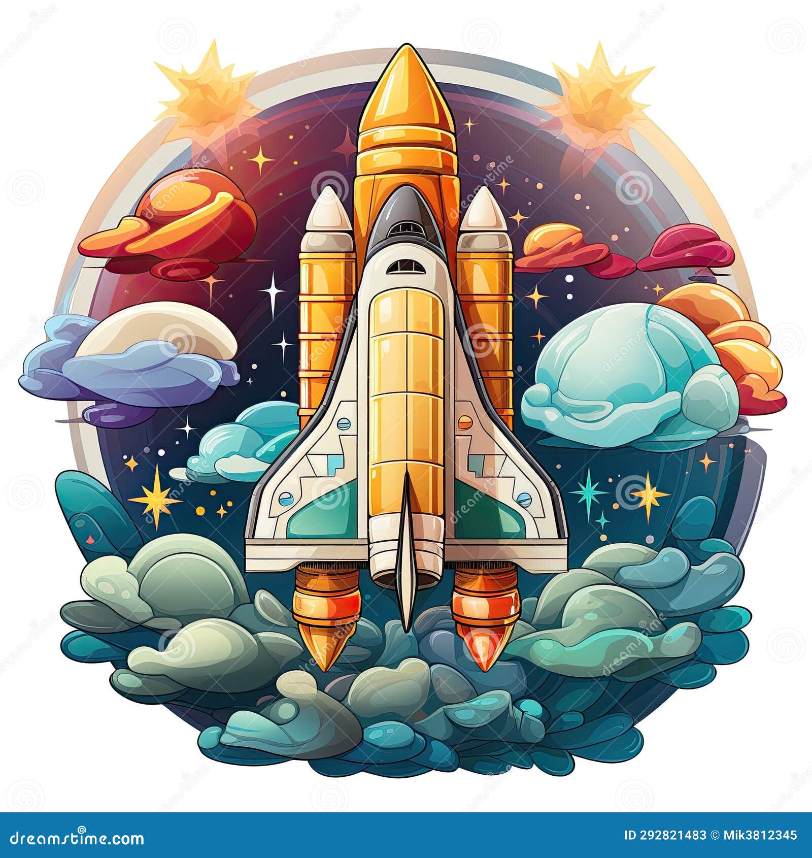 Retro Illustration of a Space Rocket. Stock Illustration - Illustration ...